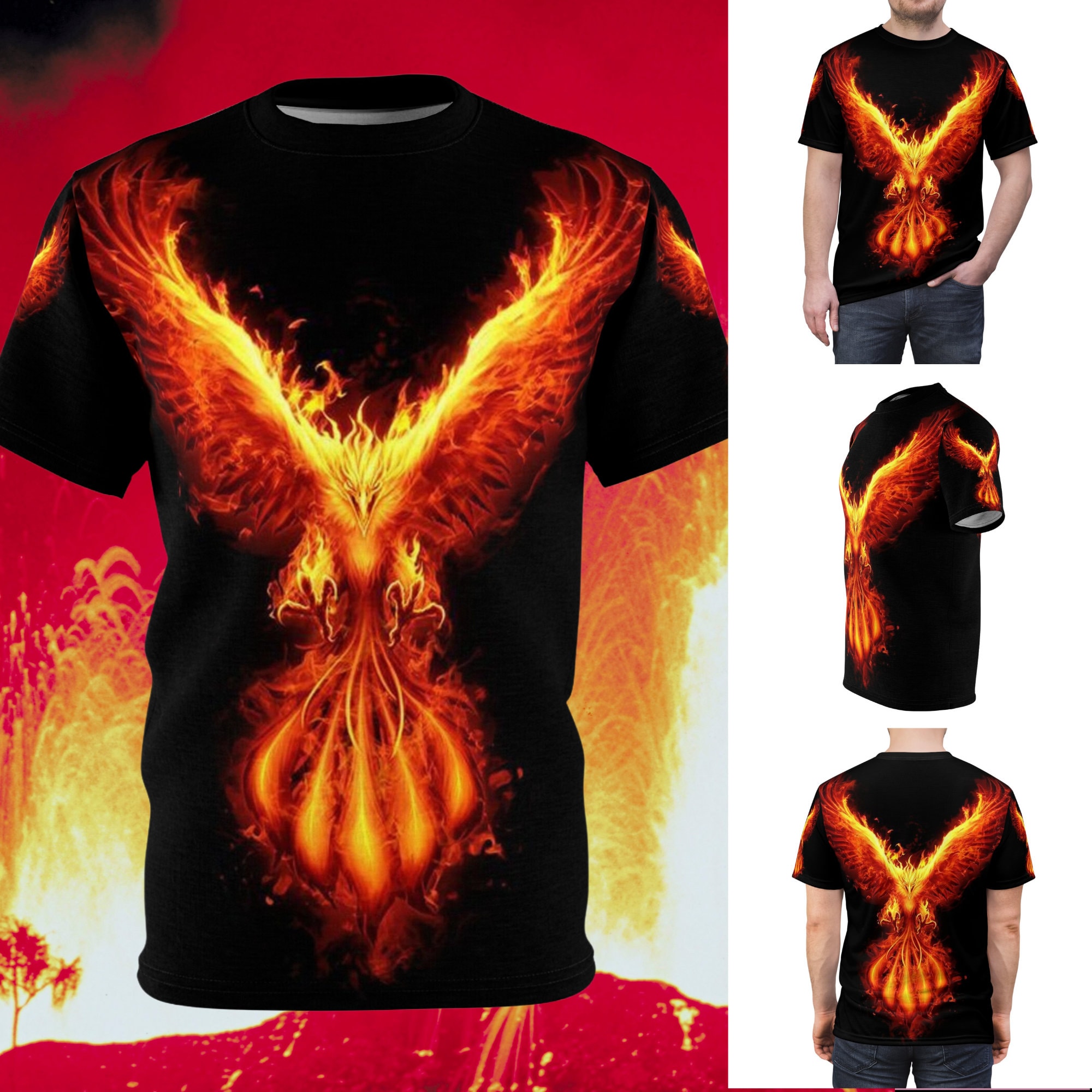 Phoenix All Over Print Tee Bird Shirt Mythical Creature T Shirt Phoenix ...