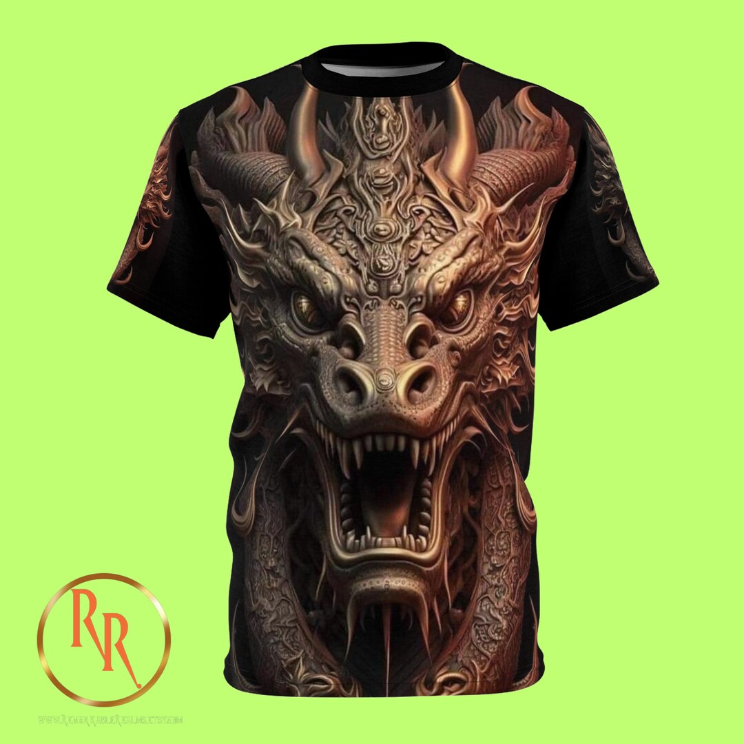 Dragon All Over Print Polyester Tee Legendary Creature Shirt Fantasy ...