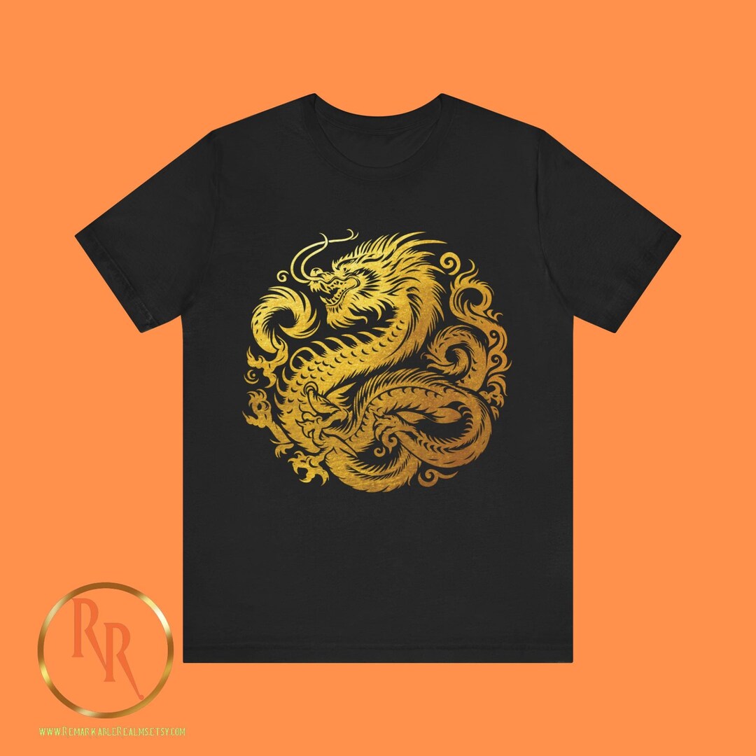 Golden Chinese Dragon Graphic Tee - Lucky Symbol Shirt - Etsy