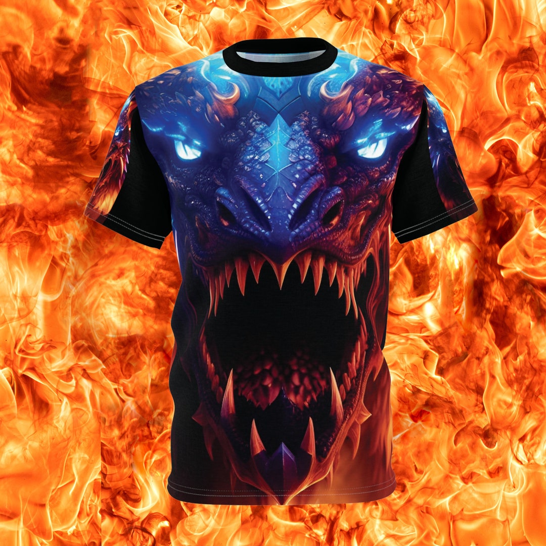 Dragon All Over Print Polyester Tee Fantasy Shirt Dragon Face Tshirt ...