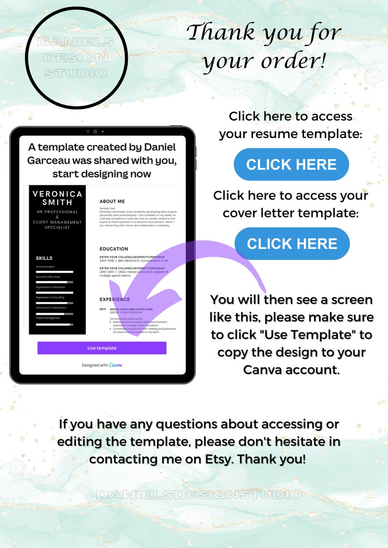Two Pages Modern and Professional CV / Resume Template With Cover ...