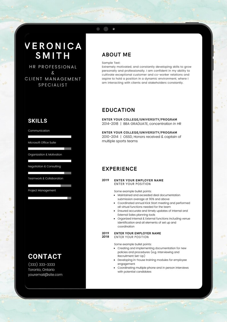 Two Pages Modern and Professional CV / Resume Template With Cover ...