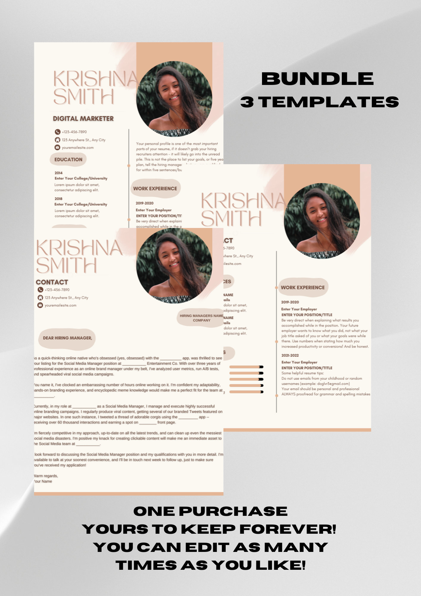Marketing Resume Template for Microsoft Word CV (Instant Download) - Etsy