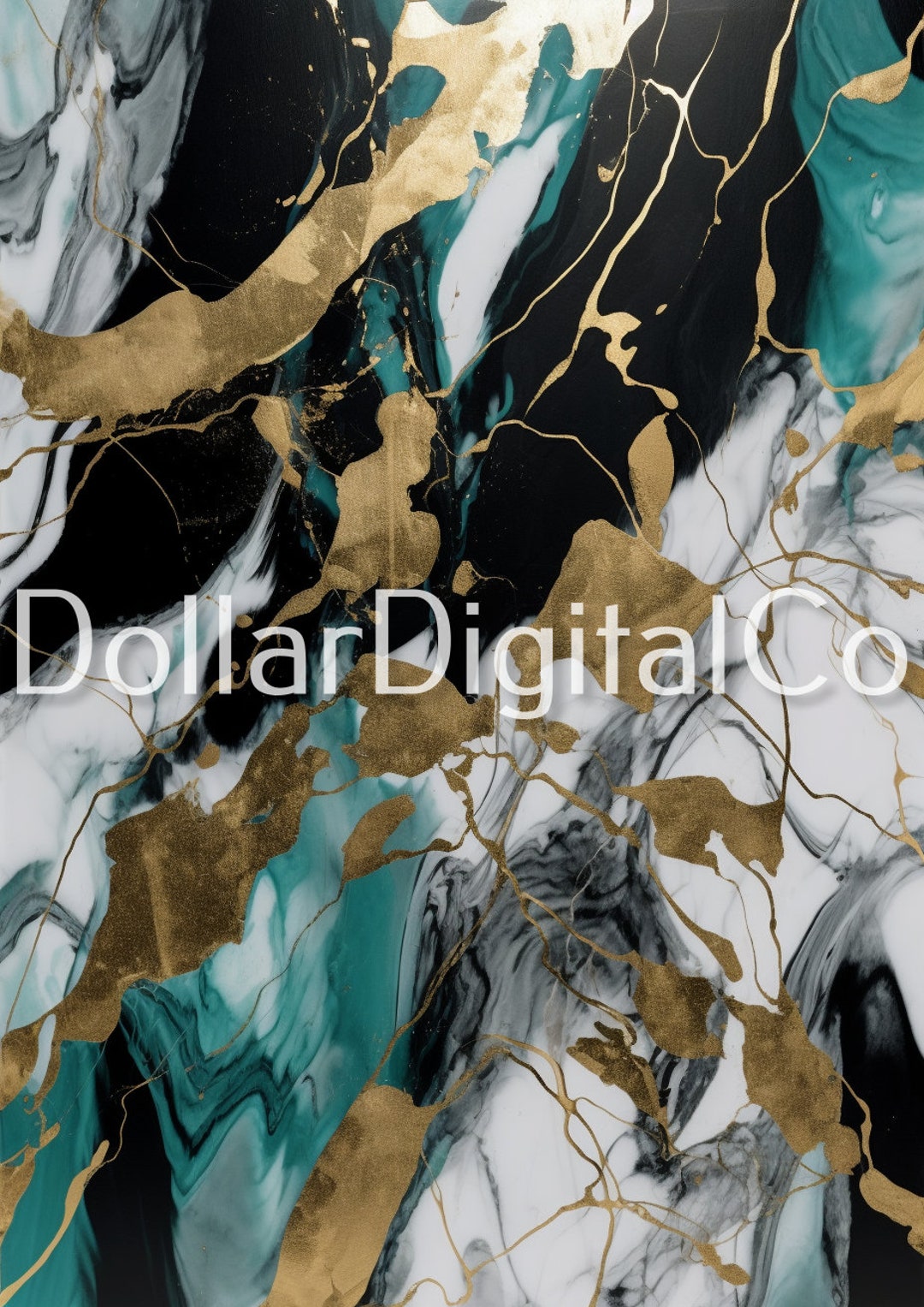 Abstract Teal & Gold Modern Art - Digital Download - Striking Decor for ...