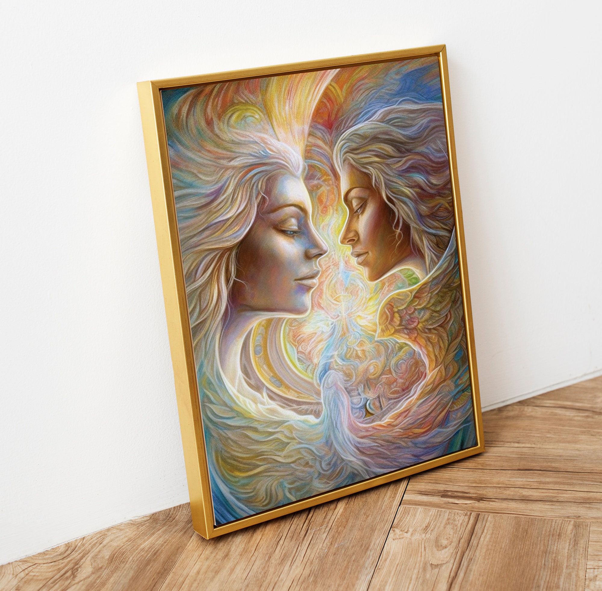 Twin Souls Digital Art Print Celebrating the Eternal Bond and Divine ...