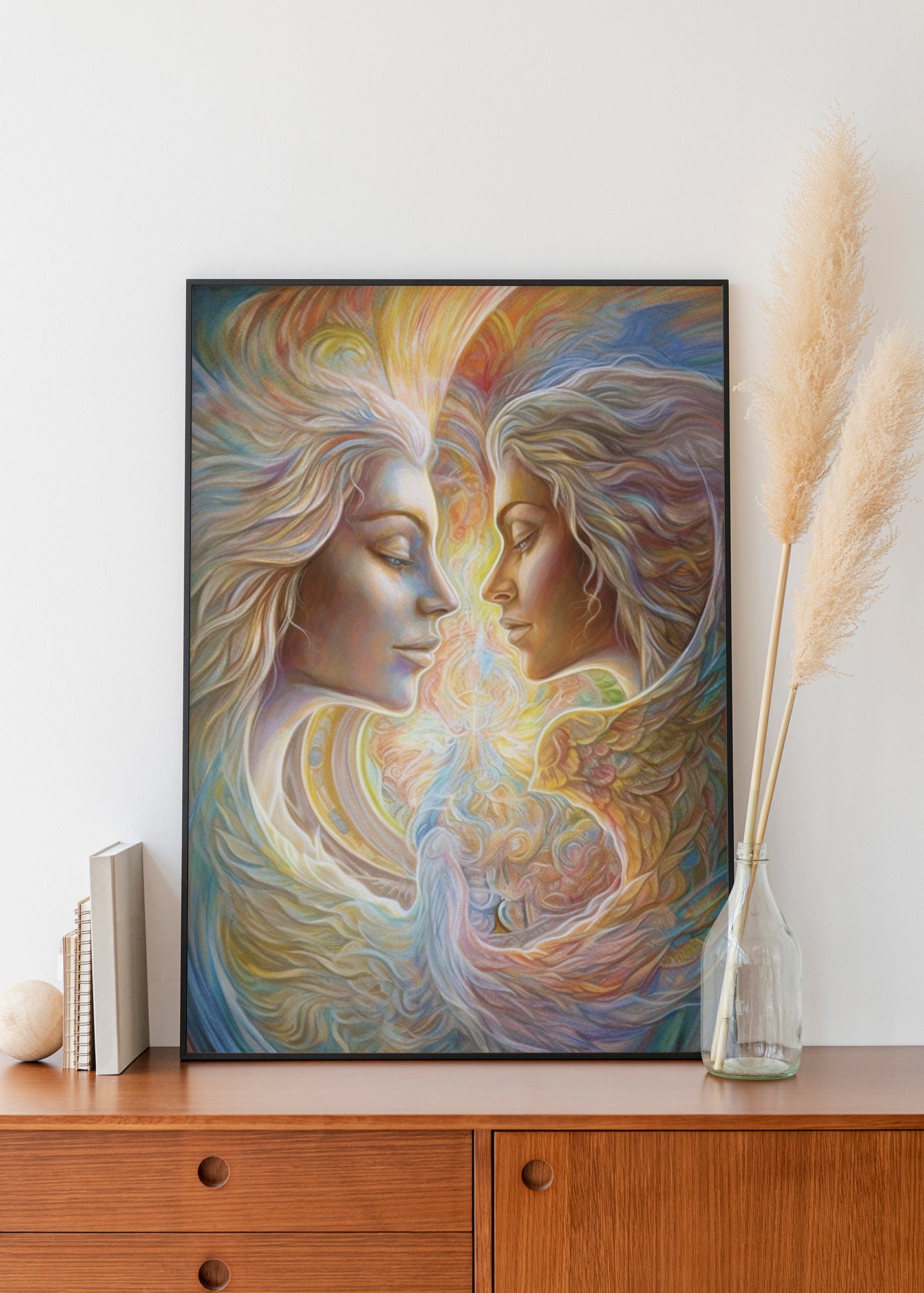 Twin Souls Digital Art Print Celebrating the Eternal Bond and Divine ...