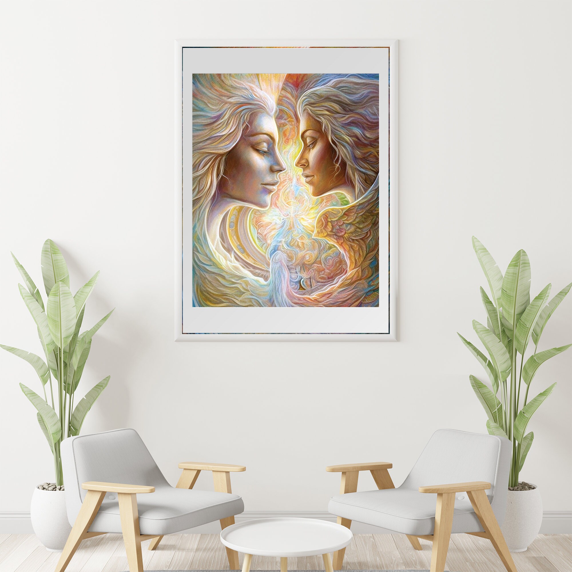 Twin Souls Digital Art Print Celebrating the Eternal Bond and Divine ...