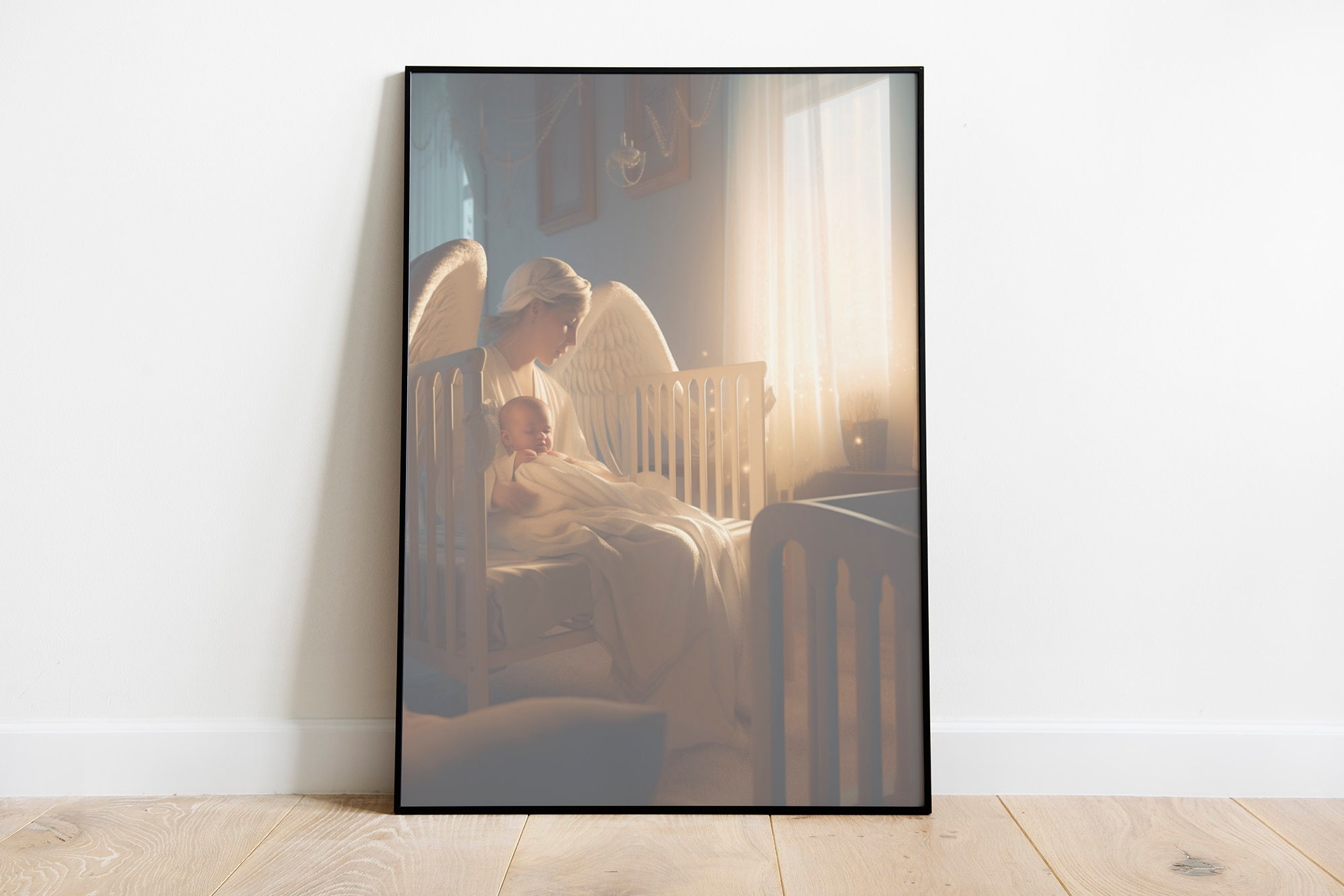 Guardian Angel With Baby Art, Divine Protection for Your Little One ...