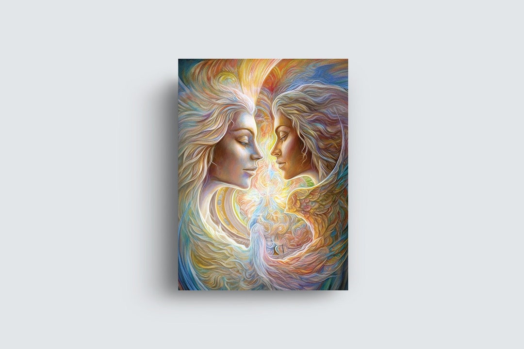 Twin Souls Digital Art Print - Celebrating the Eternal Bond and Divine ...
