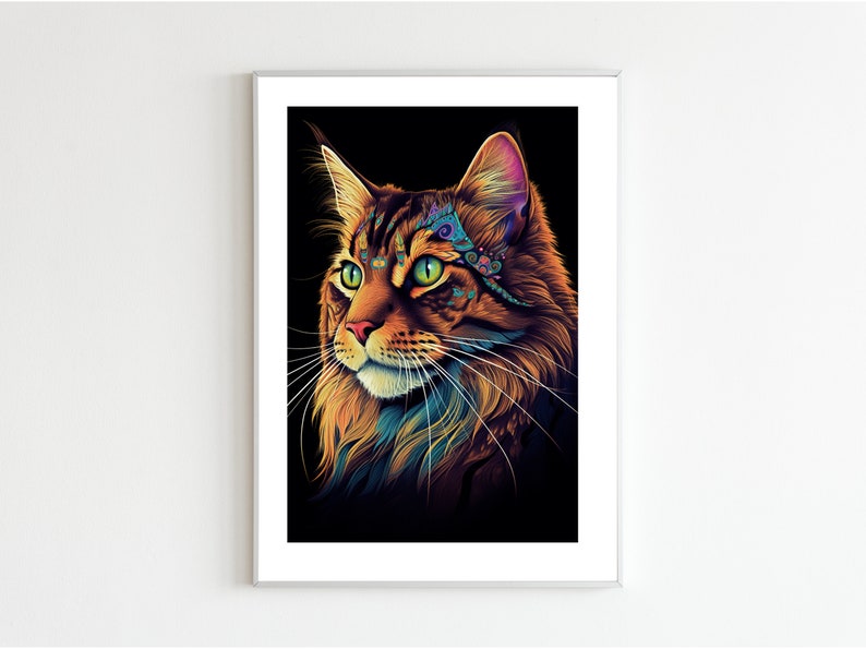 Maine-coon Cat Digital Download Poster, Printable Art, Abstract Animal ...