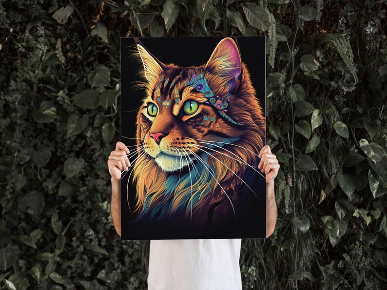 Maine-coon Cat Digital Download Poster, Printable Art, Abstract Animal ...
