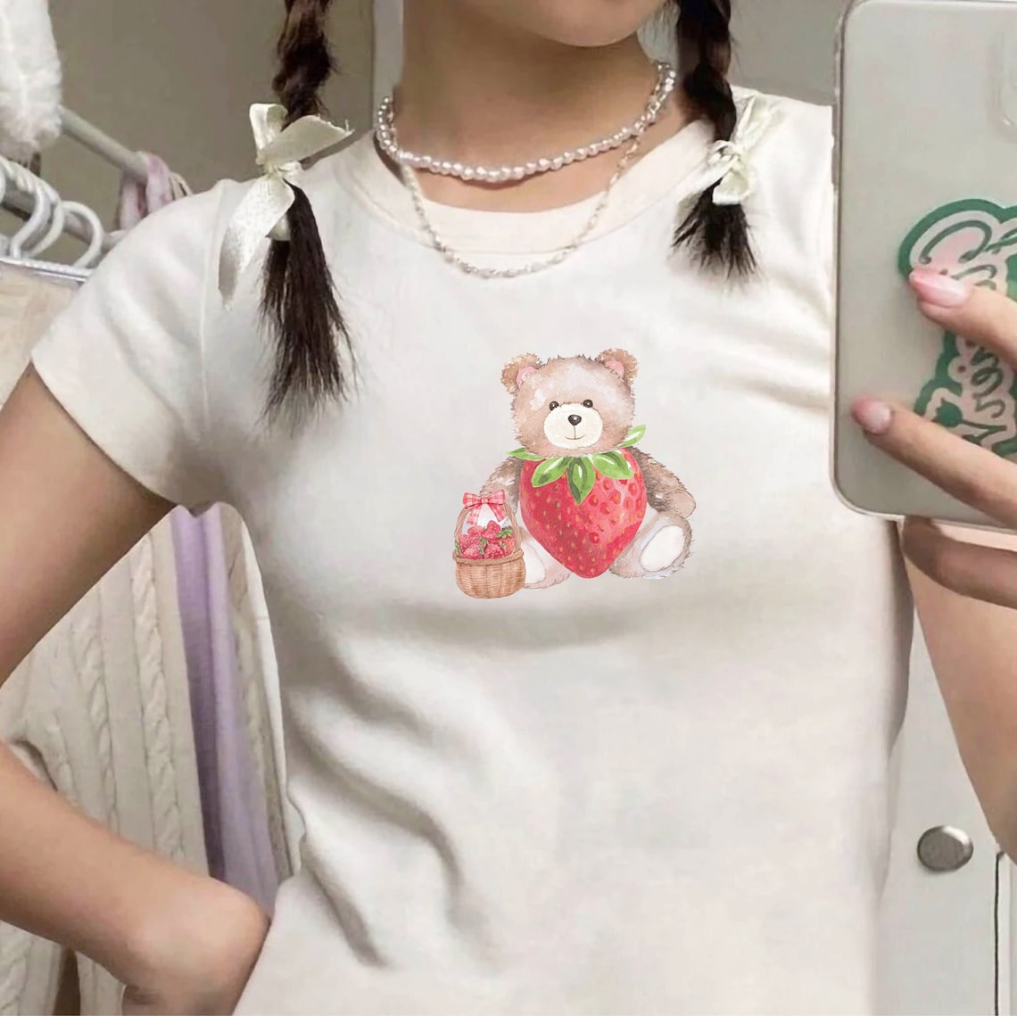 Strawberry Shirt Teddy Bear Shirt Coquette Shirt Dollette Clothing ...