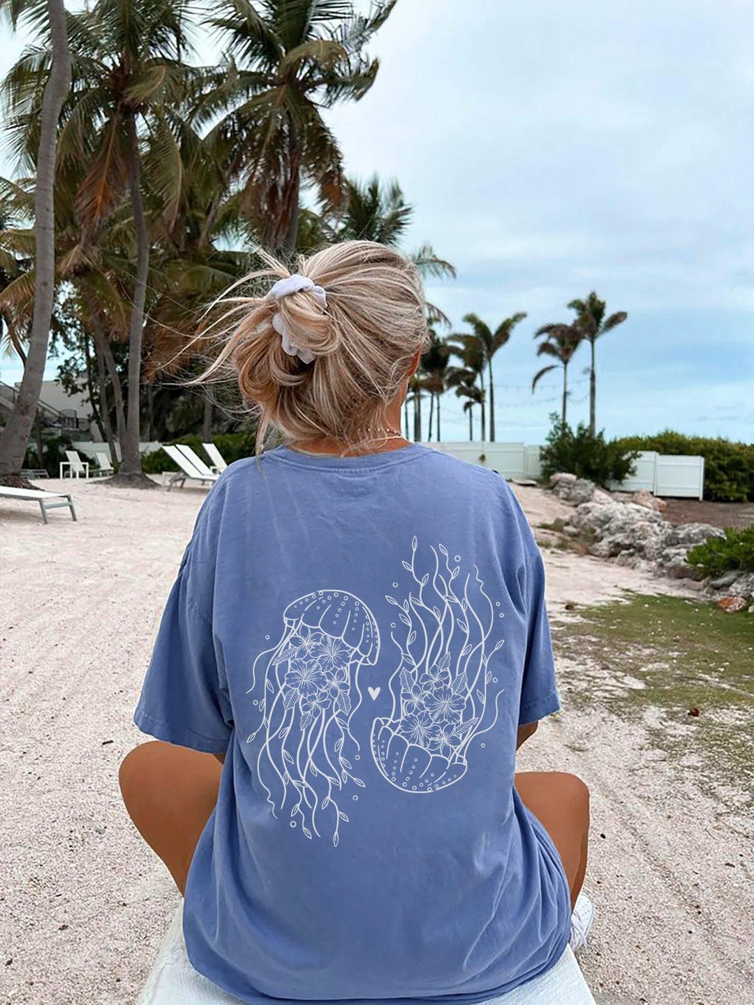 Comfortcolors Jellyfish Shirt Coconut Girl Ocean Inspired Style Preppy ...