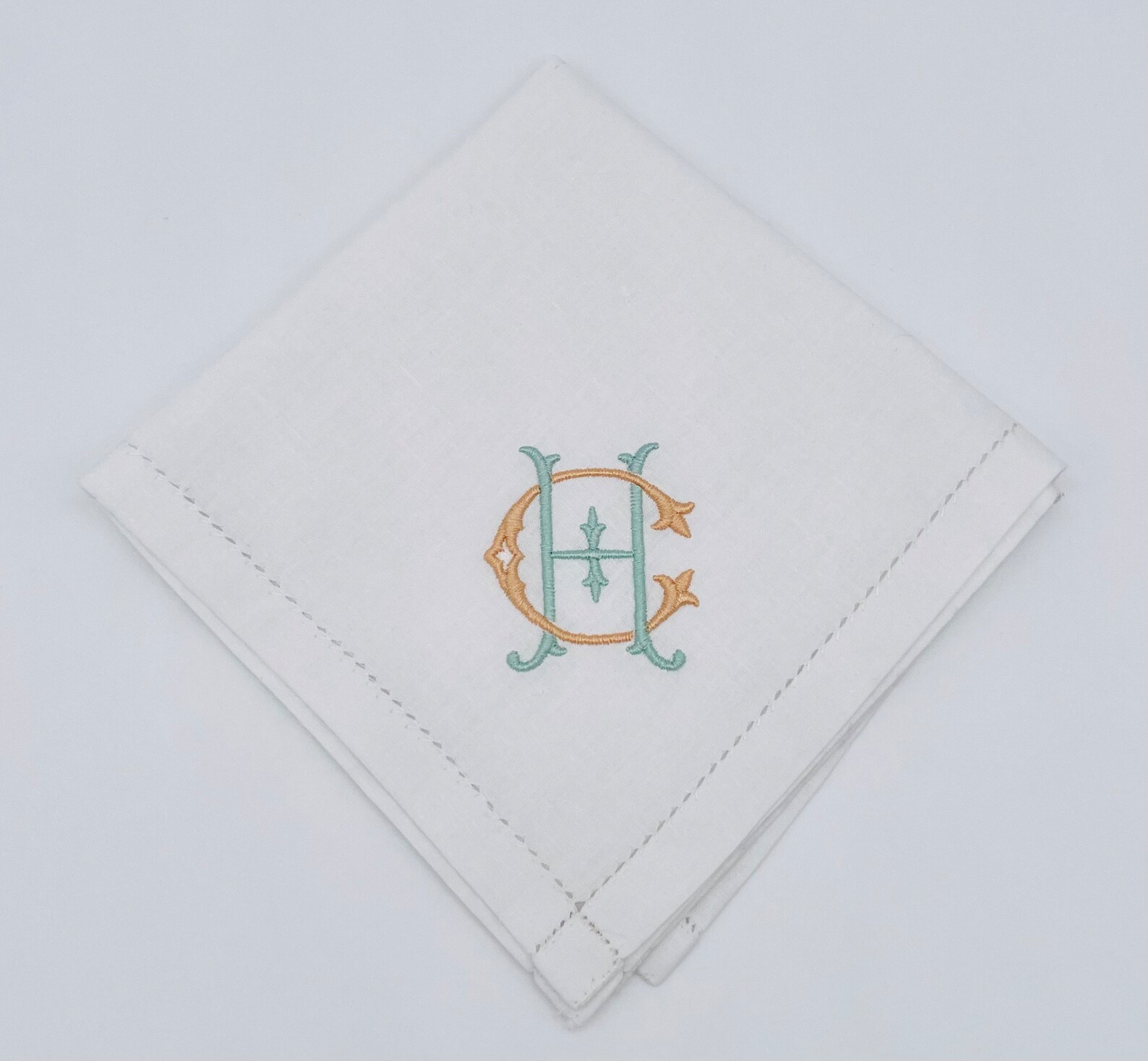 Monogrammed Ladies' and Men's 12 Inch and 18 Inch Hand Stitched Cotton ...