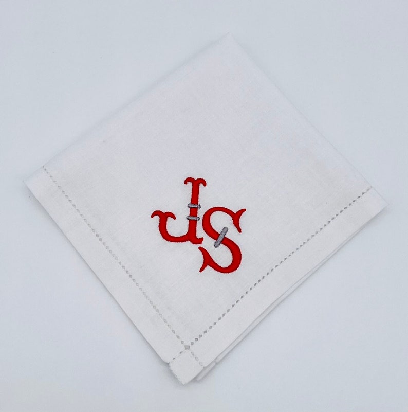 Monogrammed Ladies' and Men's 12 Inch and 18 Inch Hand Stitched Cotton ...
