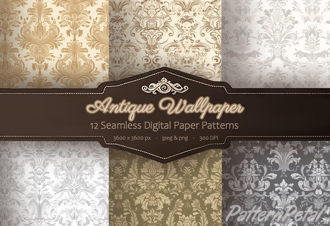 Antique Wallpaper Digital Paper Seamless Repeating Pattern - Etsy