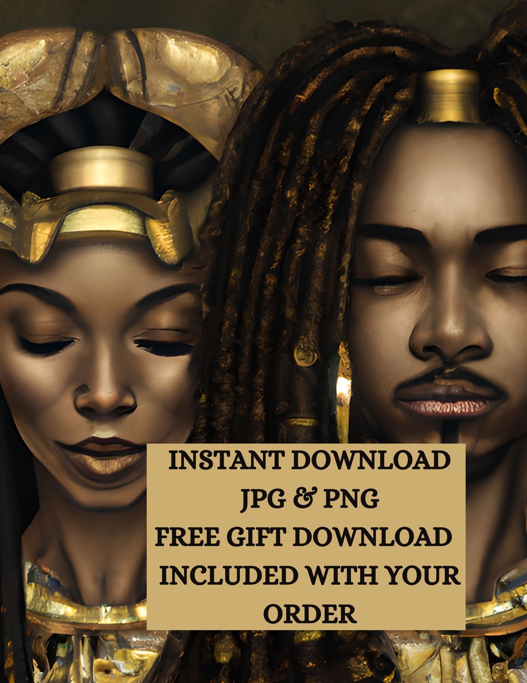 Royalty, Beautiful Black Man & Woman Wall Art, Egyptian Art ...