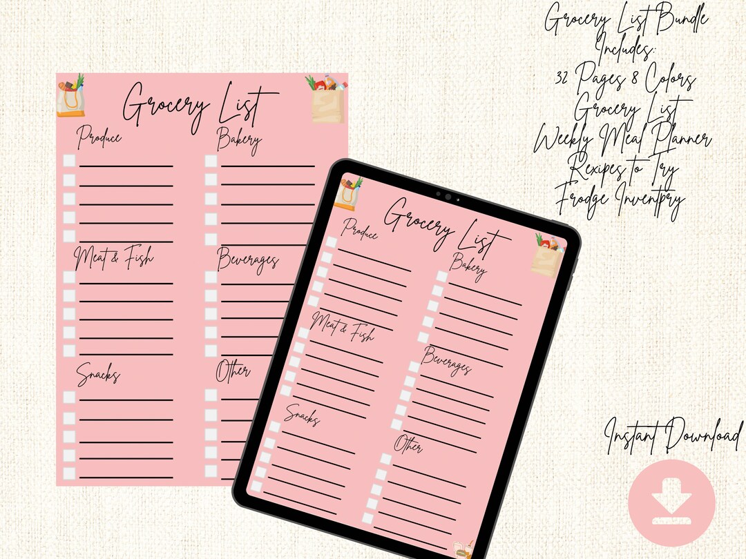 Grocery List Bundle PDF - Etsy