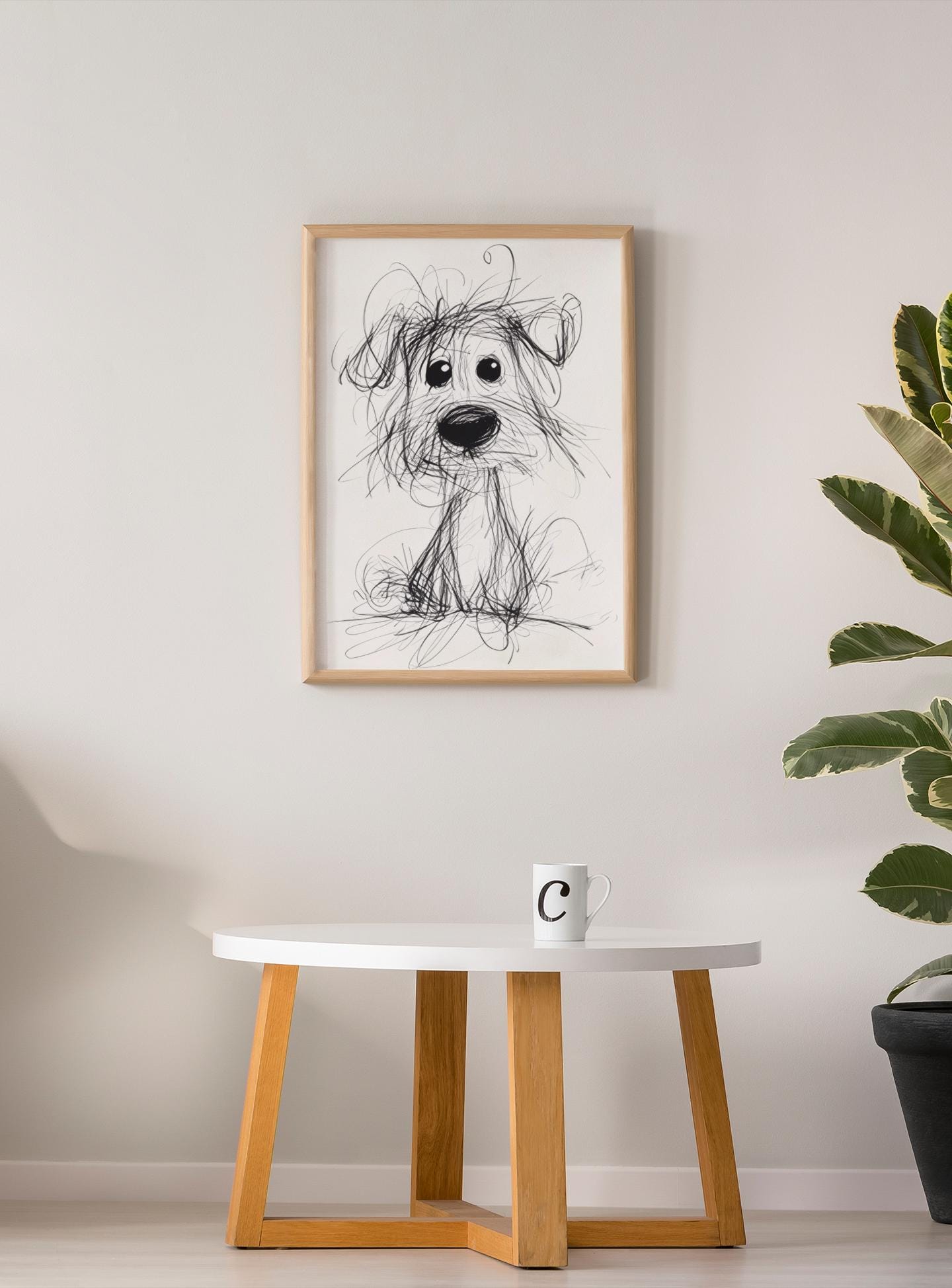 Hand-drawn Dog Sketch Wall Art Cute Puppy Line Drawing Minimalist Pet ...