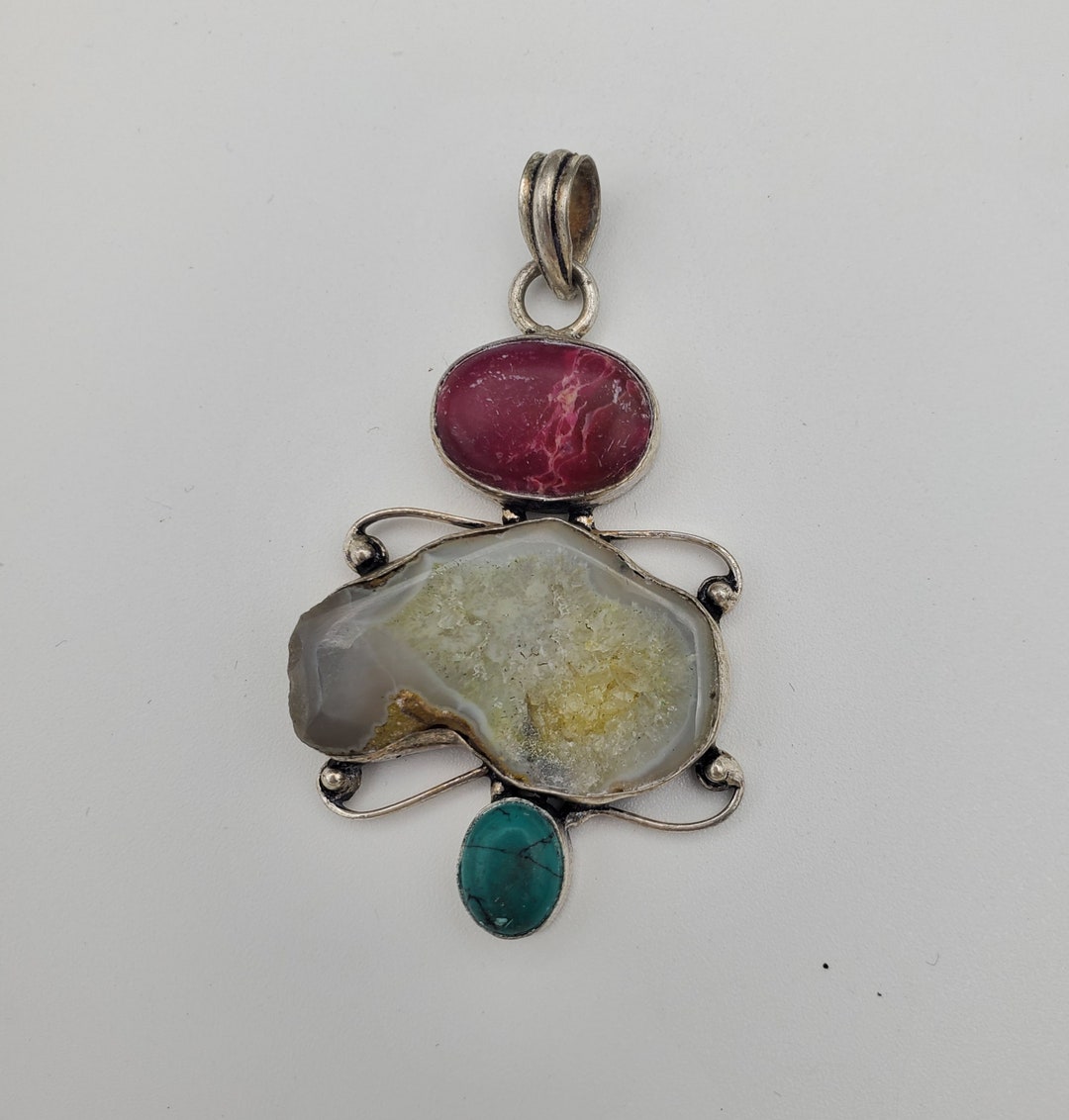 Natural Stone Pendant Necklace Stone Pendant Crystal Pendant Pink ...