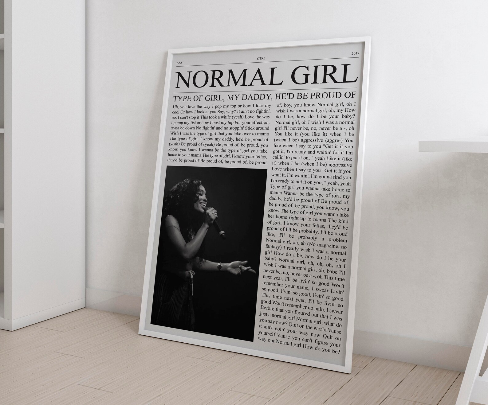 SZA Ctrl Poster, Normal Girl Poster, Retro Newspaper Poster, SZA Poster ...