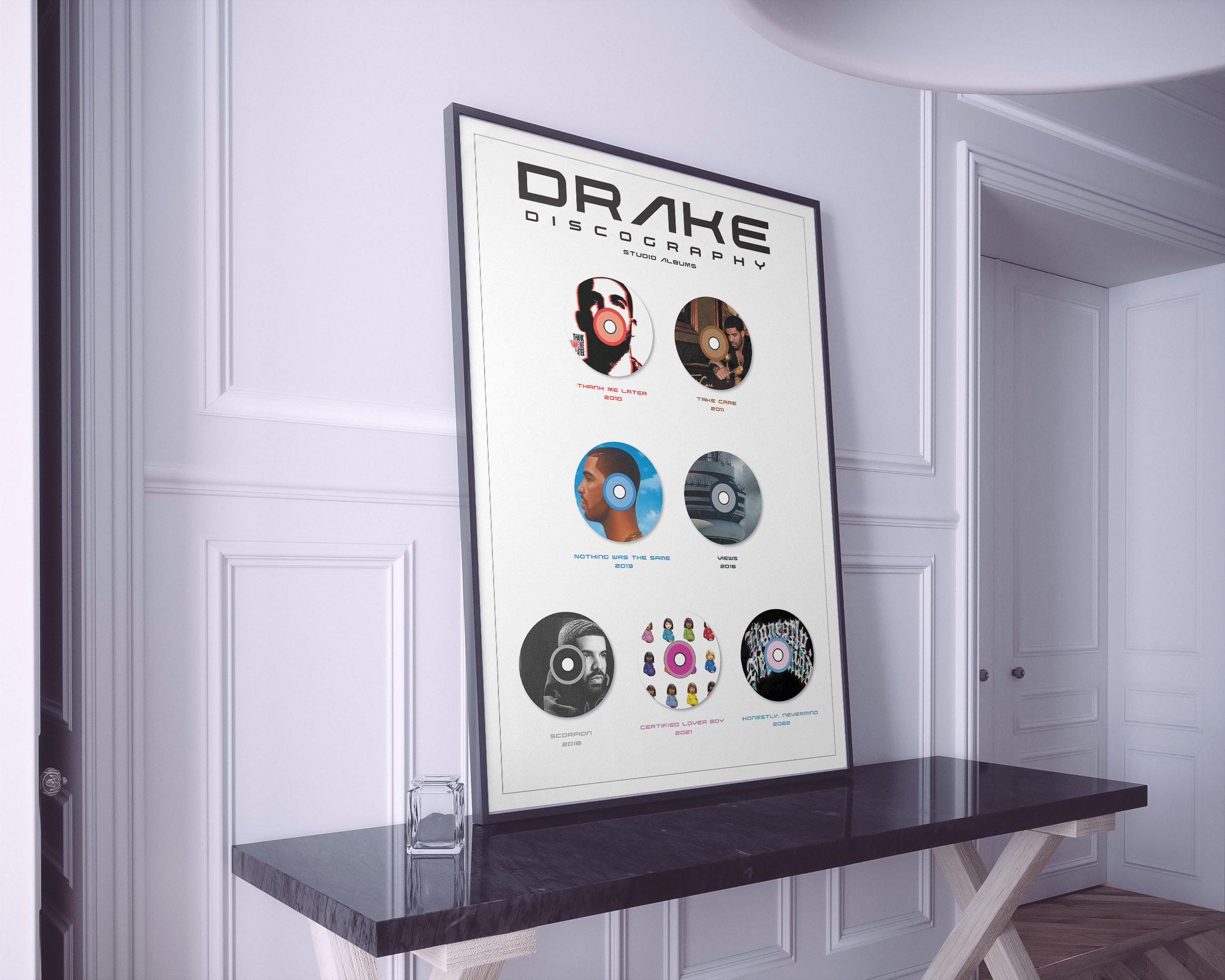 Drake Discography, Drake Album Poster, Pop Culture Wall Art, Album ...