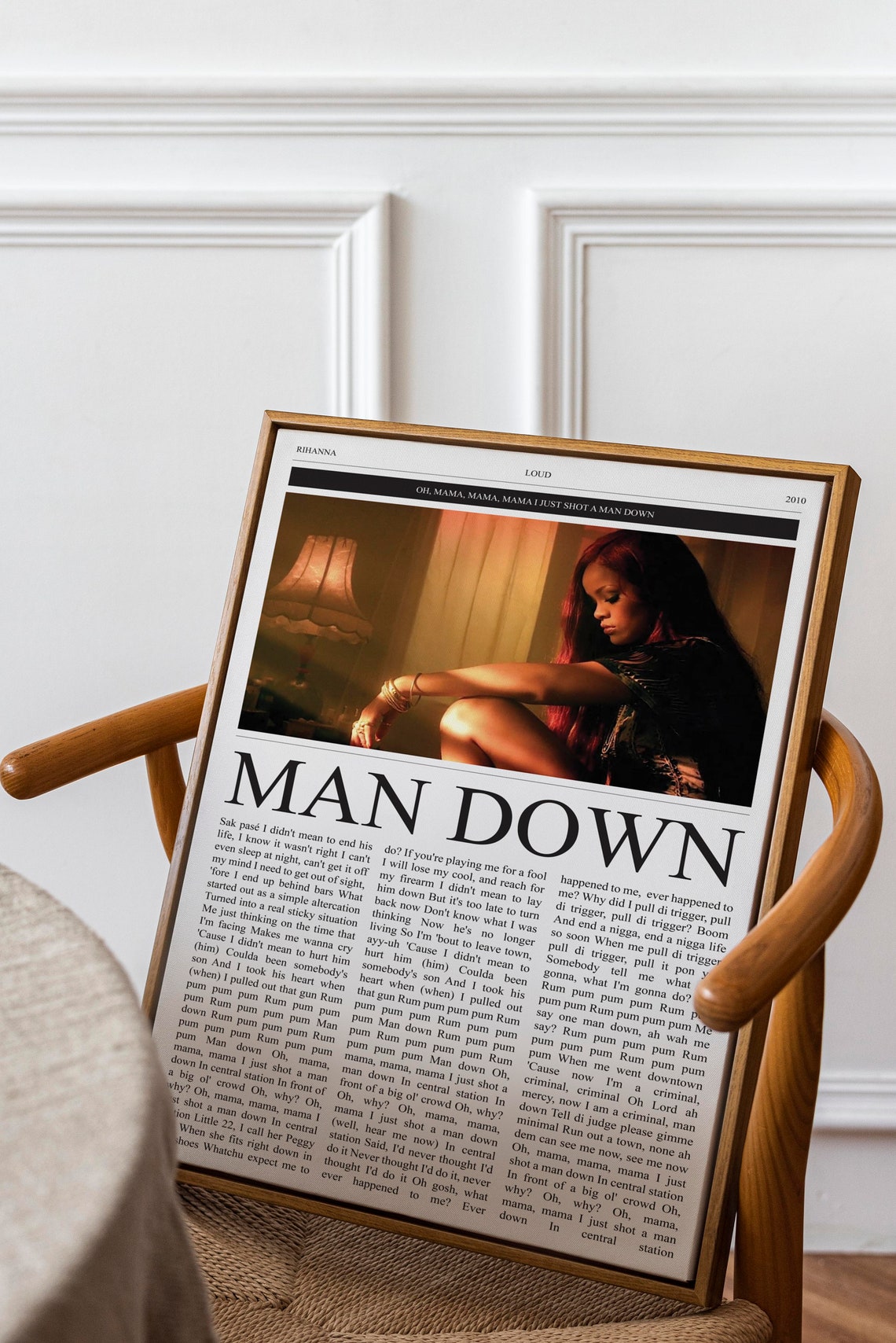 Man Down Poster, Retro Newspaper Poster, Song Lyric Art, Rihanna Poster ...