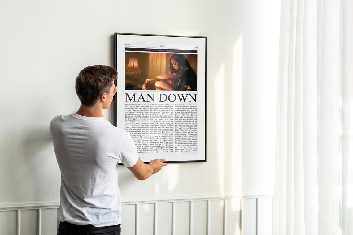 Man Down Poster, Retro Newspaper Poster, Song Lyric Art, Rihanna Poster ...
