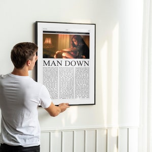 Man Down Poster, Retro Newspaper Poster, Song Lyric Art, Rihanna Poster ...