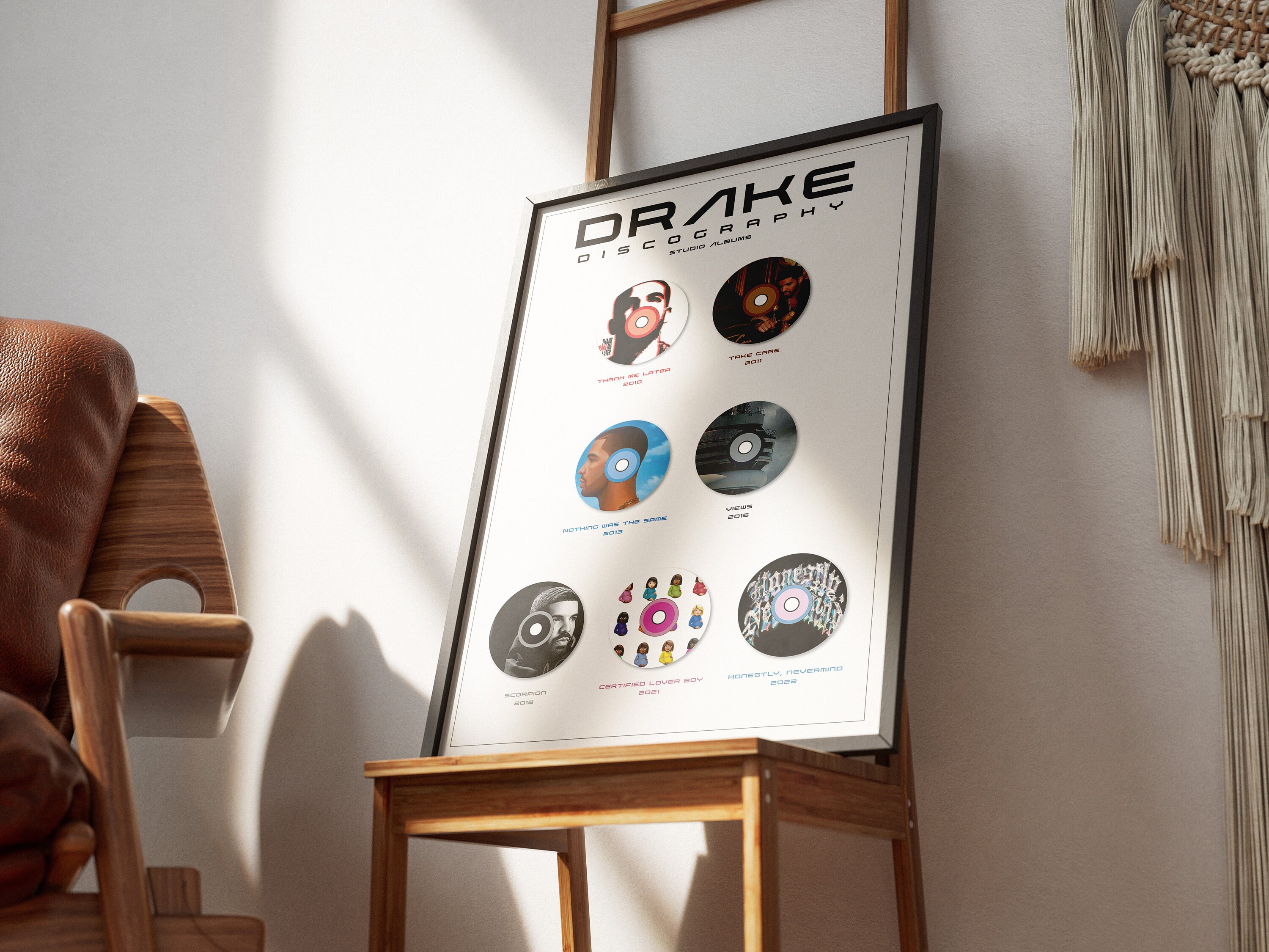 Drake Discography, Drake Album Poster, Pop Culture Wall Art, Album ...
