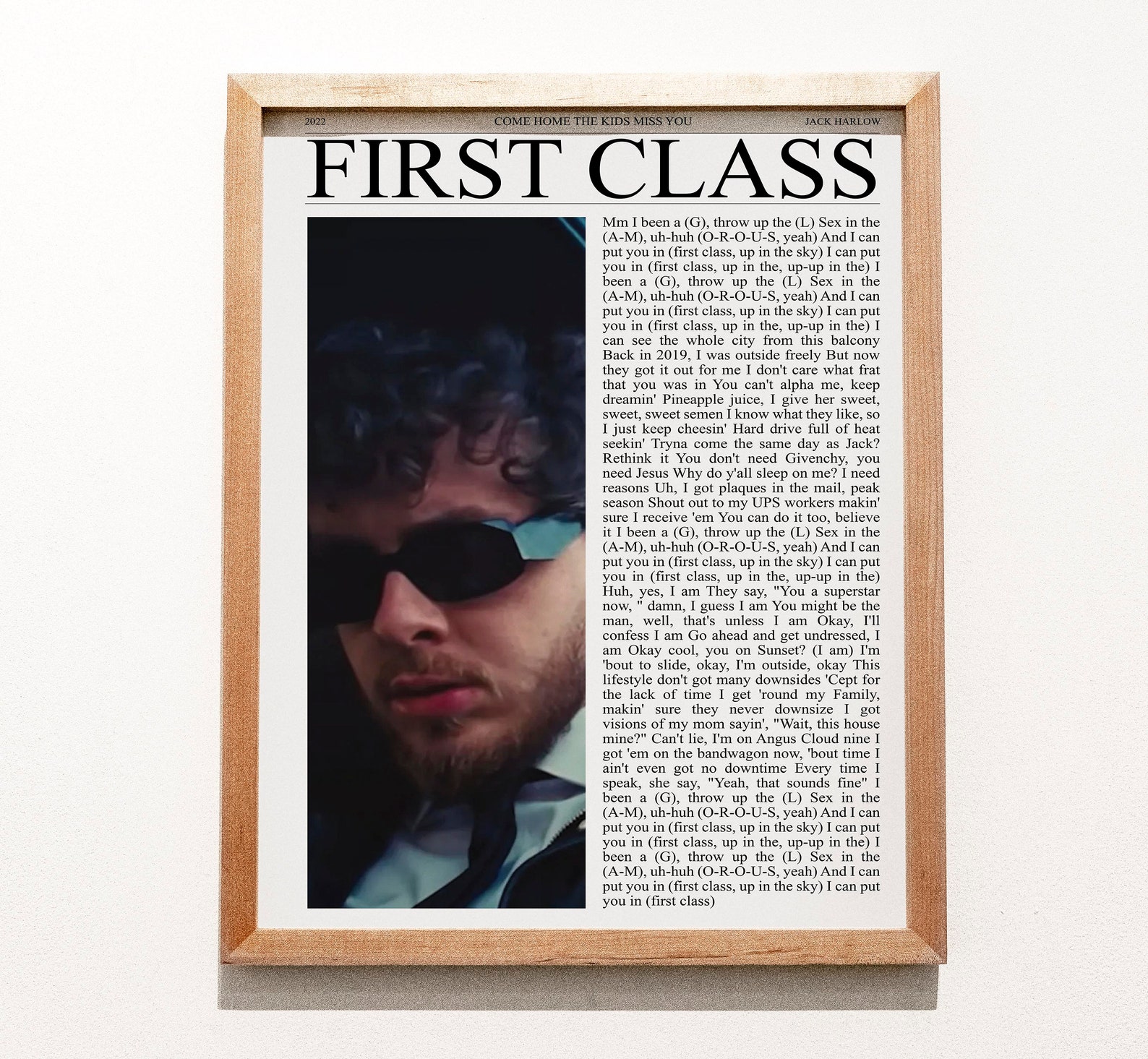 First Class Poster Jack Harlow Poster Jack Harlow Newspaper - Etsy