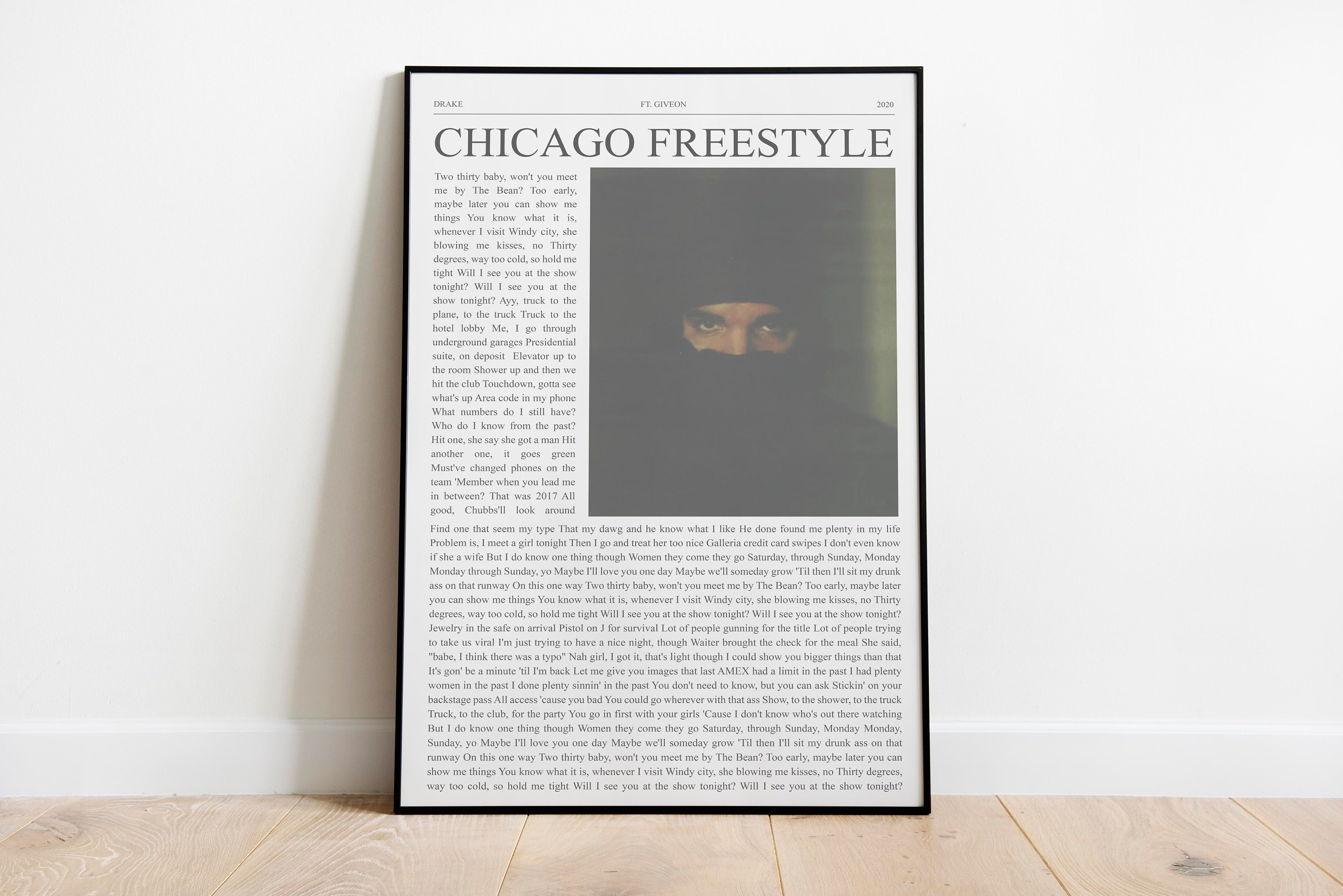 Drake Newspaper Poster Drake Chicago Freestyle Song Lyric - Etsy
