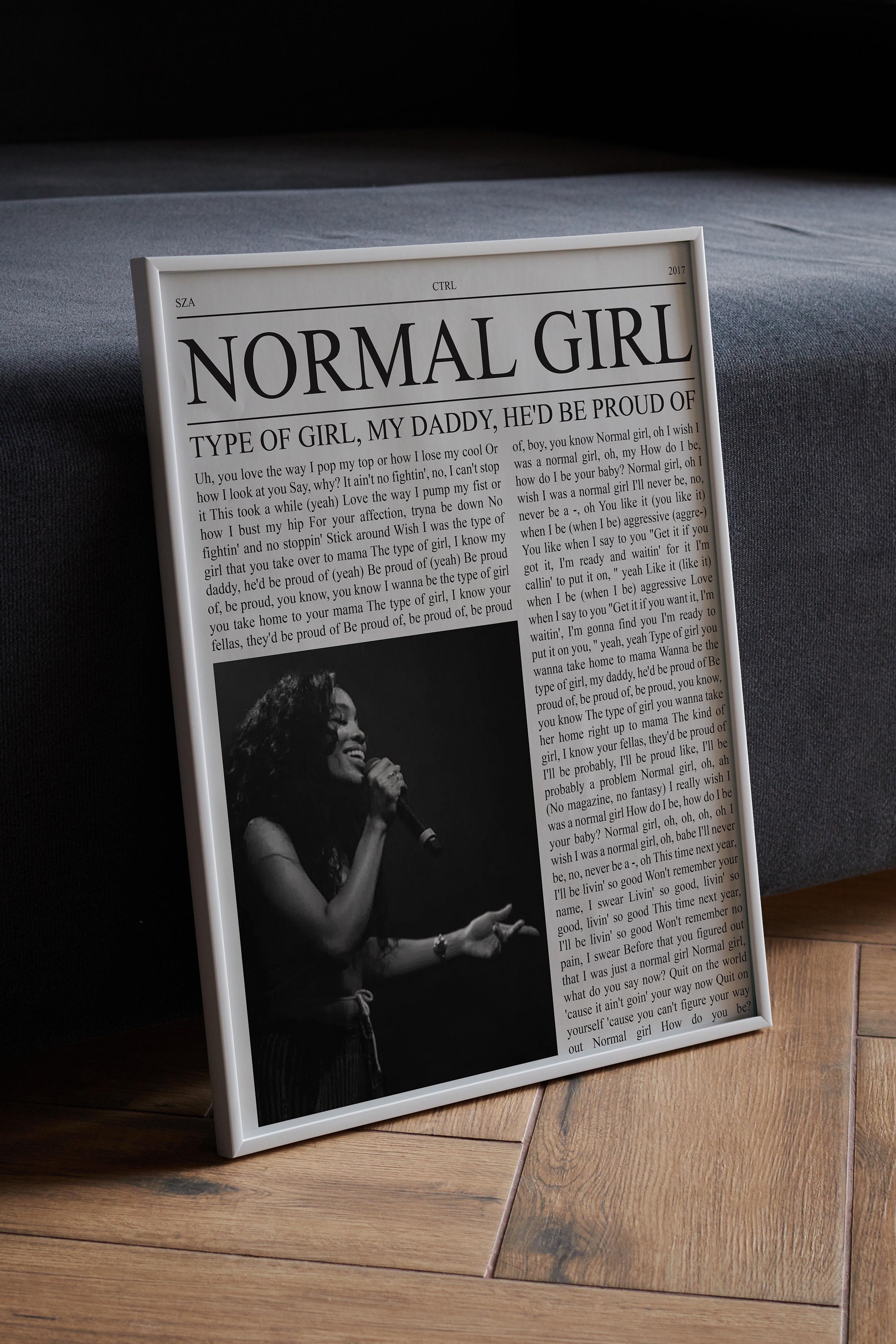 SZA Ctrl Poster, Normal Girl Poster, Retro Newspaper Poster, SZA Poster ...