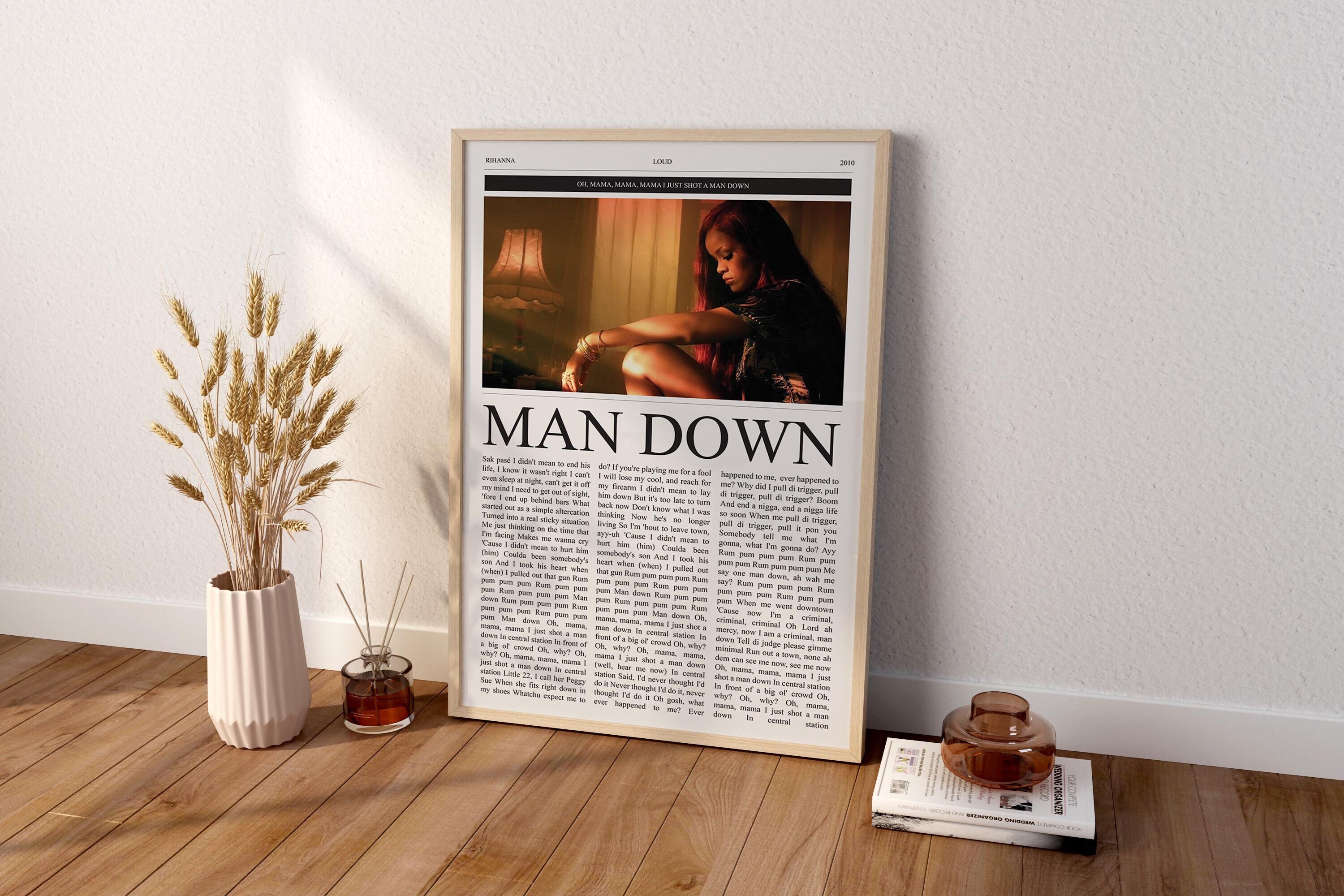 Man Down Poster, Retro Newspaper Poster, Song Lyric Art, Rihanna Poster ...