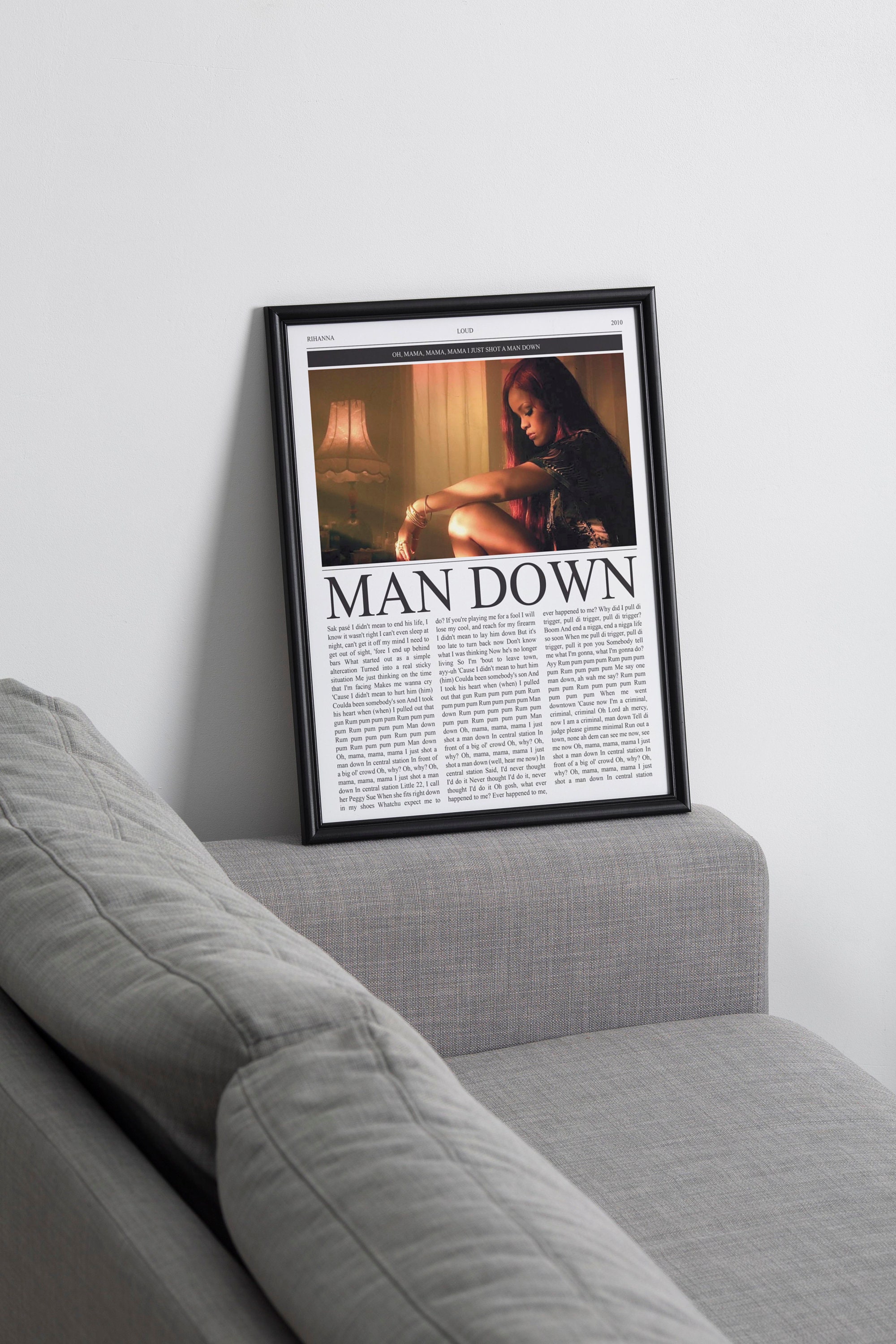 Man Down Poster, Retro Newspaper Poster, Song Lyric Art, Rihanna Poster ...
