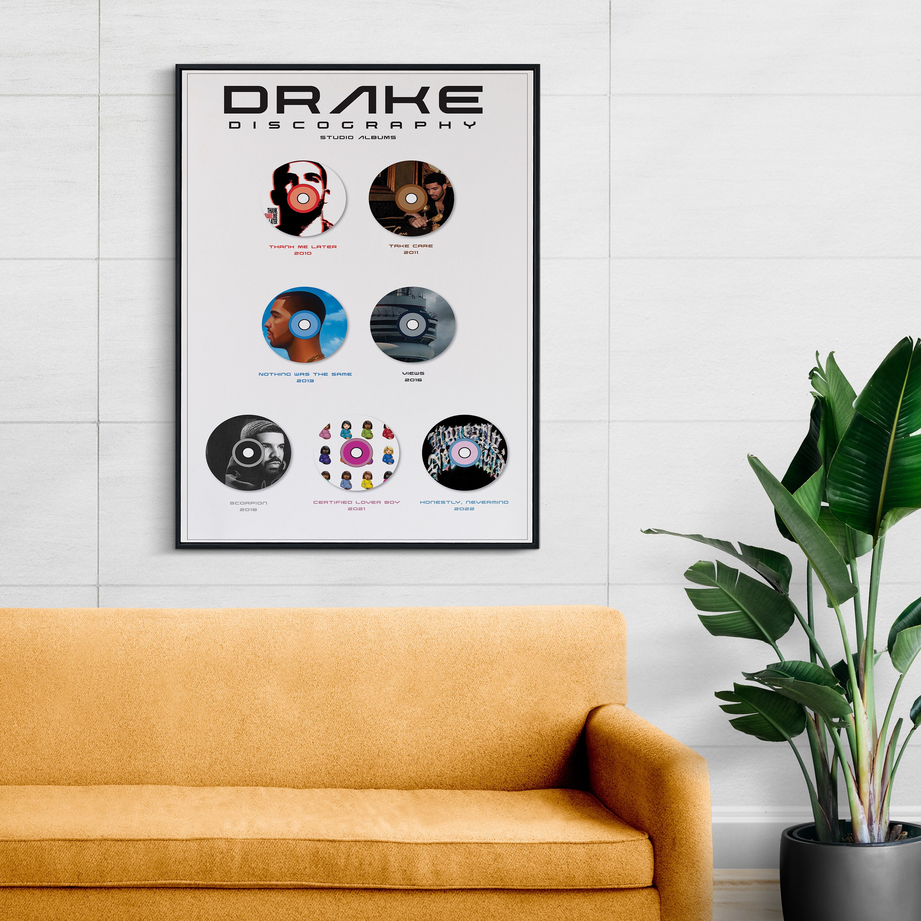 Drake Discography, Drake Album Poster, Pop Culture Wall Art, Album ...