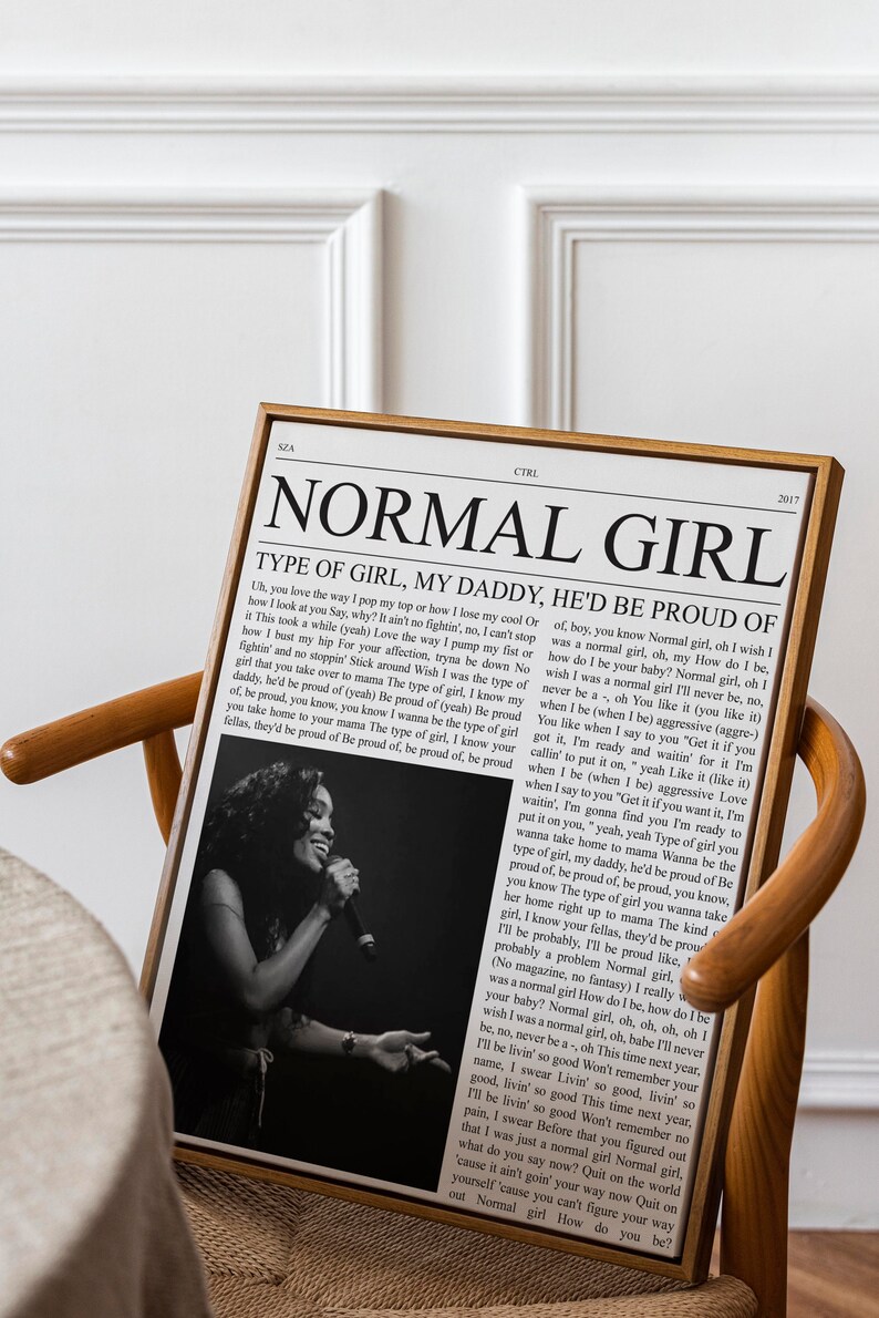SZA Ctrl Poster, Normal Girl Poster, Retro Newspaper Poster, SZA Poster ...