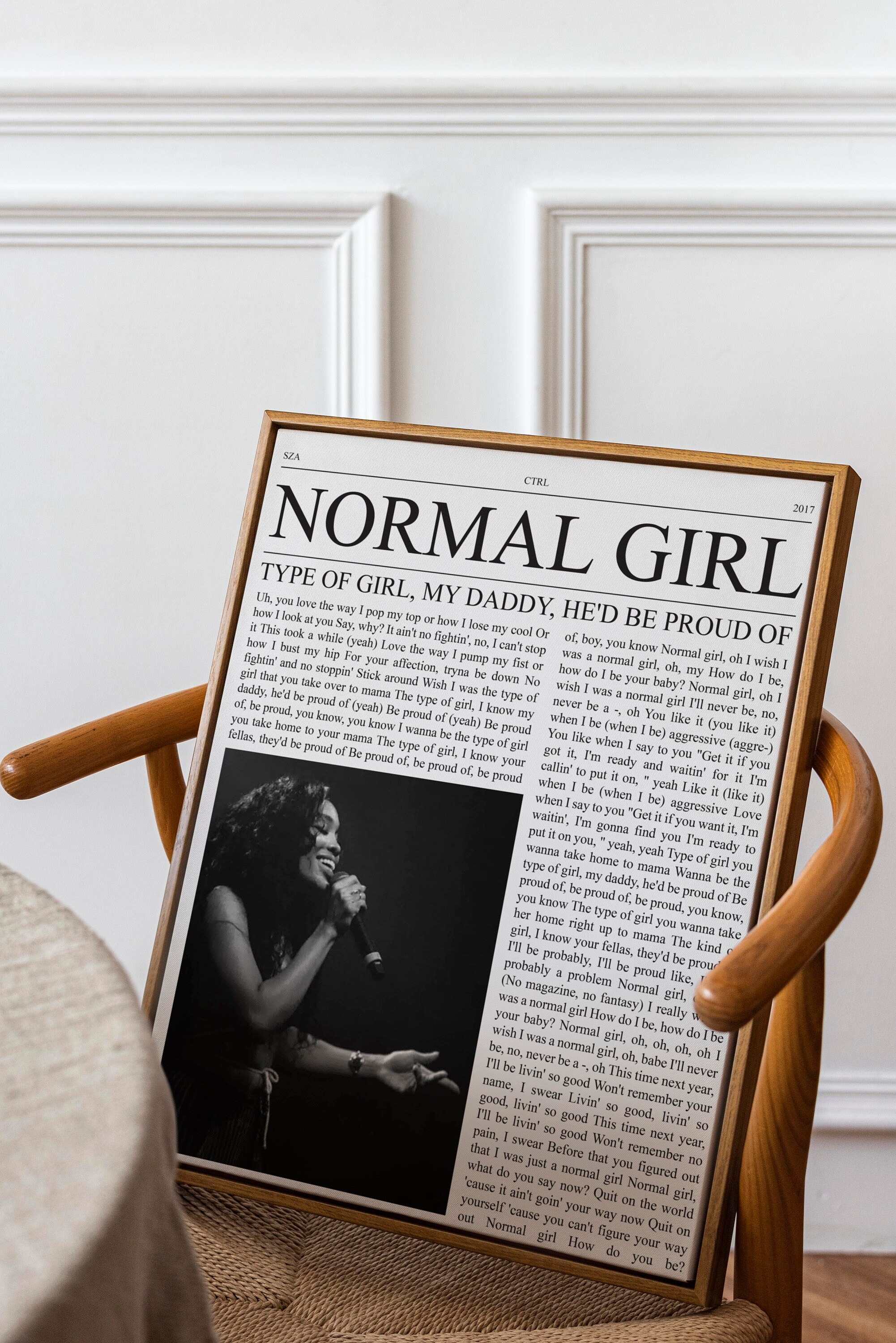 SZA Ctrl Poster, Normal Girl Poster, Retro Newspaper Poster, SZA Poster ...