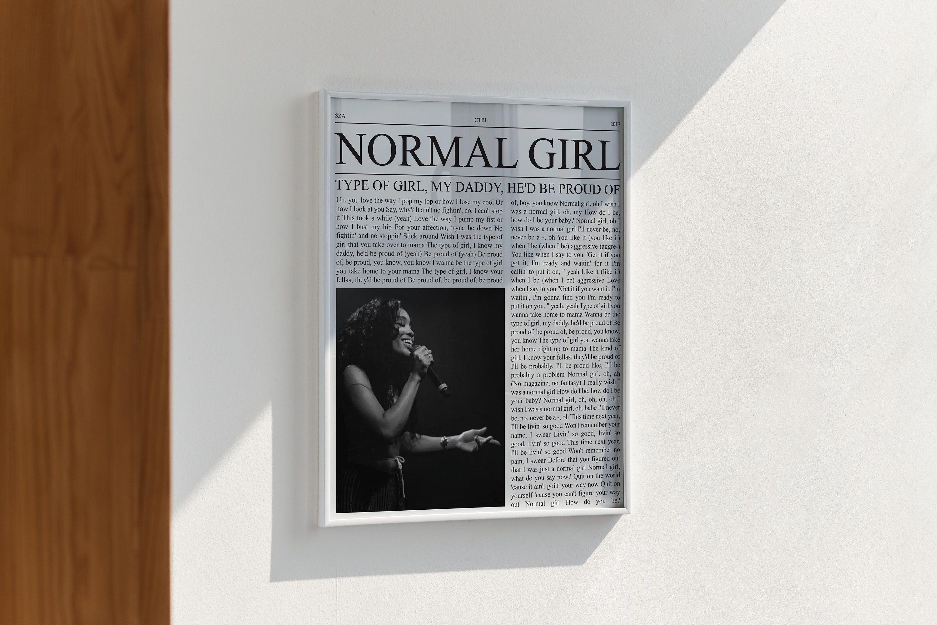 SZA Ctrl Poster, Normal Girl Poster, Retro Newspaper Poster, SZA Poster ...