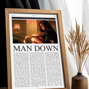 Man Down Poster, Retro Newspaper Poster, Song Lyric Art, Rihanna Poster ...