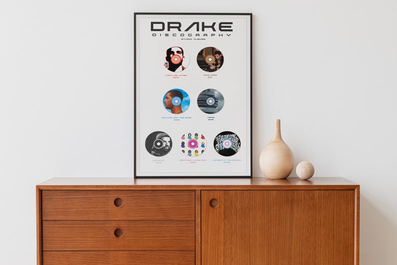 Drake Discography, Drake Album Poster, Pop Culture Wall Art, Album ...
