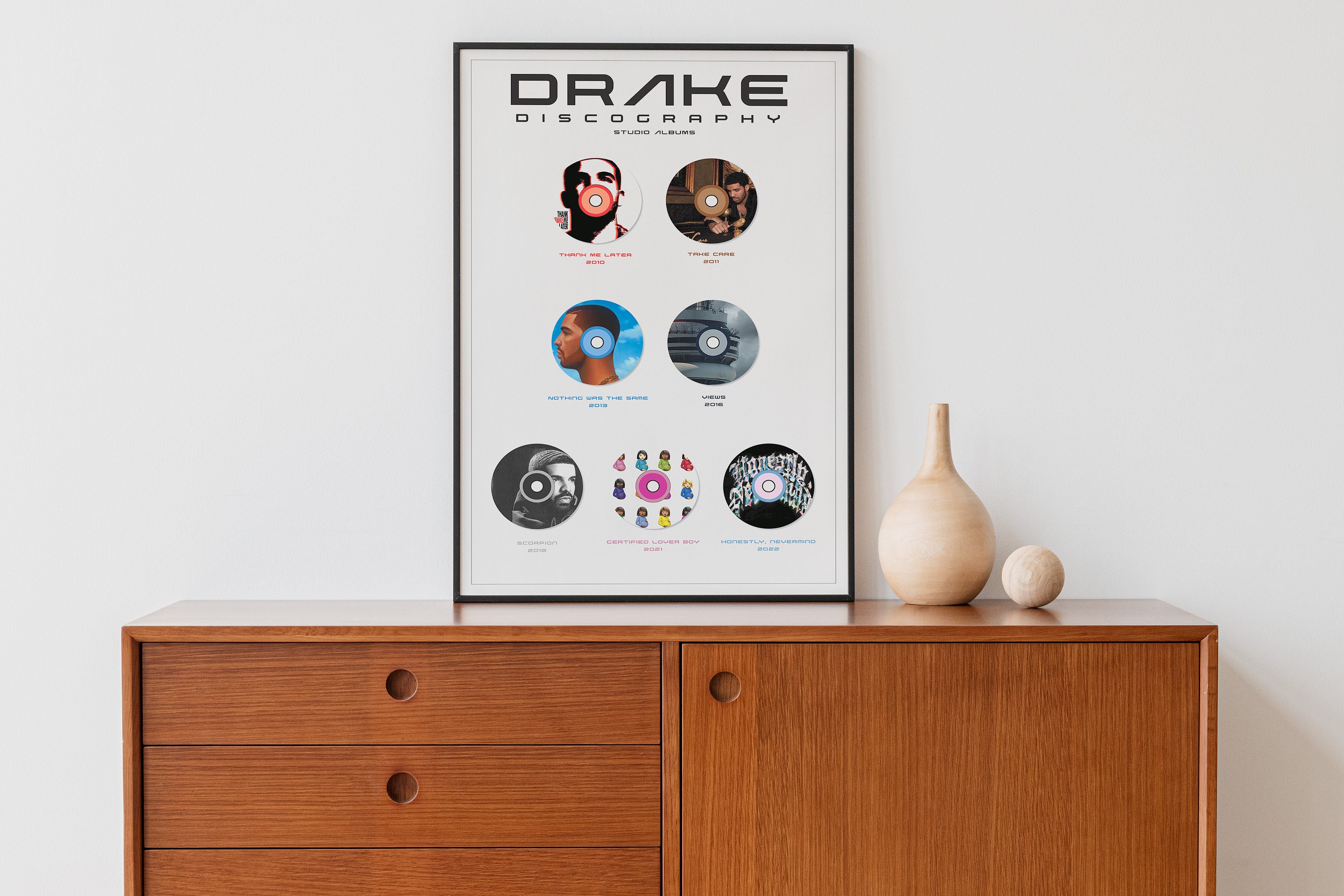 Drake Discography, Drake Album Poster, Pop Culture Wall Art, Album ...