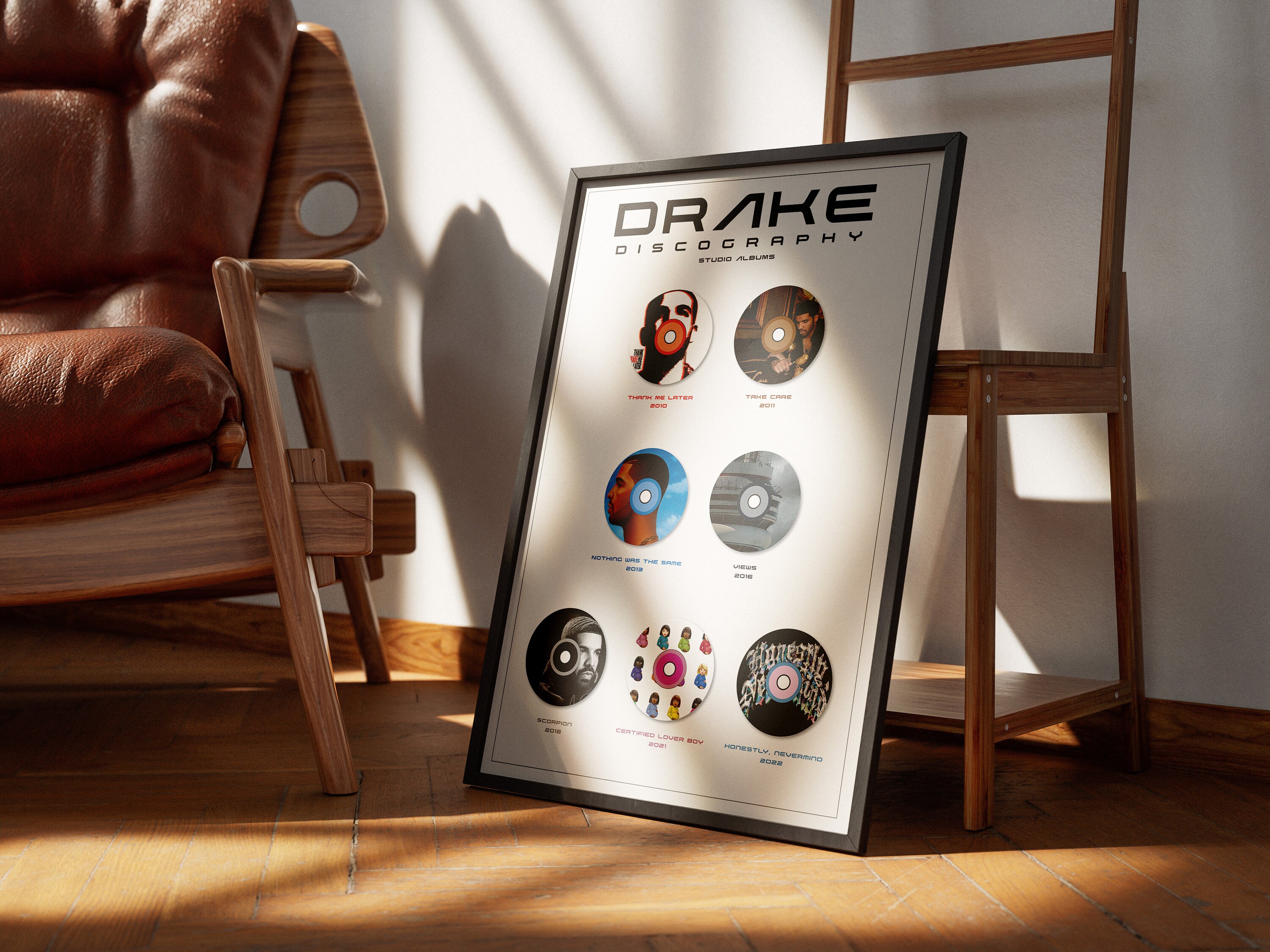 Drake Discography, Drake Album Poster, Pop Culture Wall Art, Album ...
