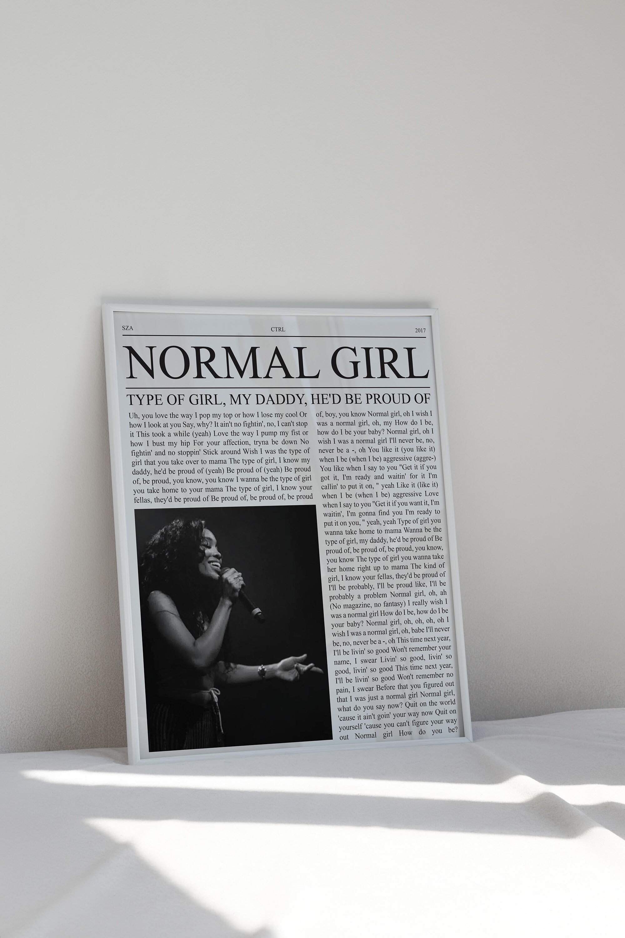 SZA Ctrl Poster, Normal Girl Poster, Retro Newspaper Poster, SZA Poster ...