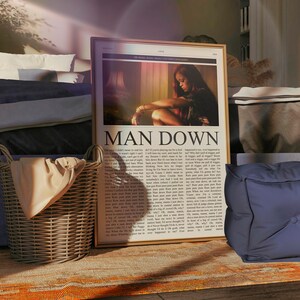 Man Down Poster, Retro Newspaper Poster, Song Lyric Art, Rihanna Poster ...
