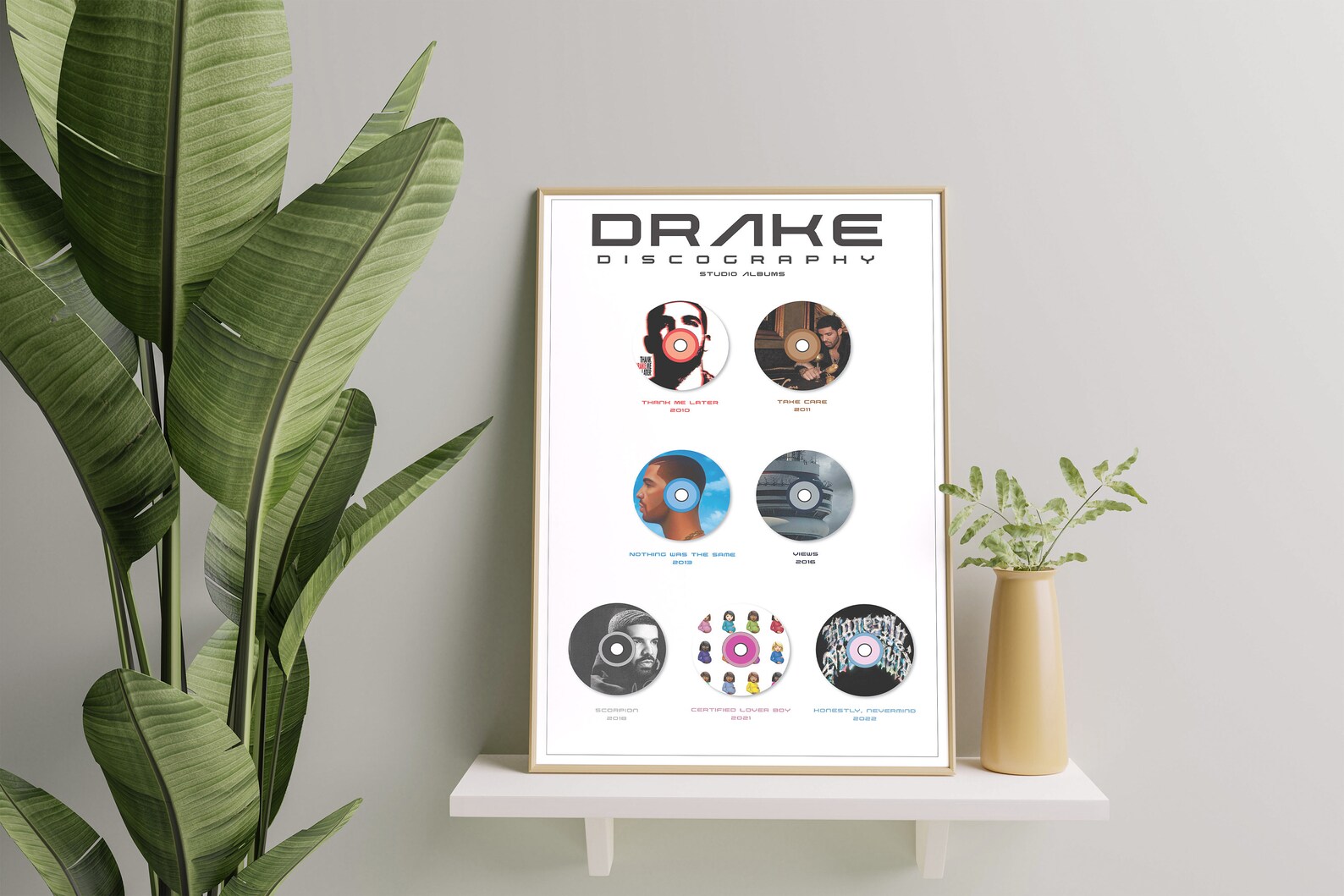 Drake Discography, Drake Album Poster, Pop Culture Wall Art, Album ...