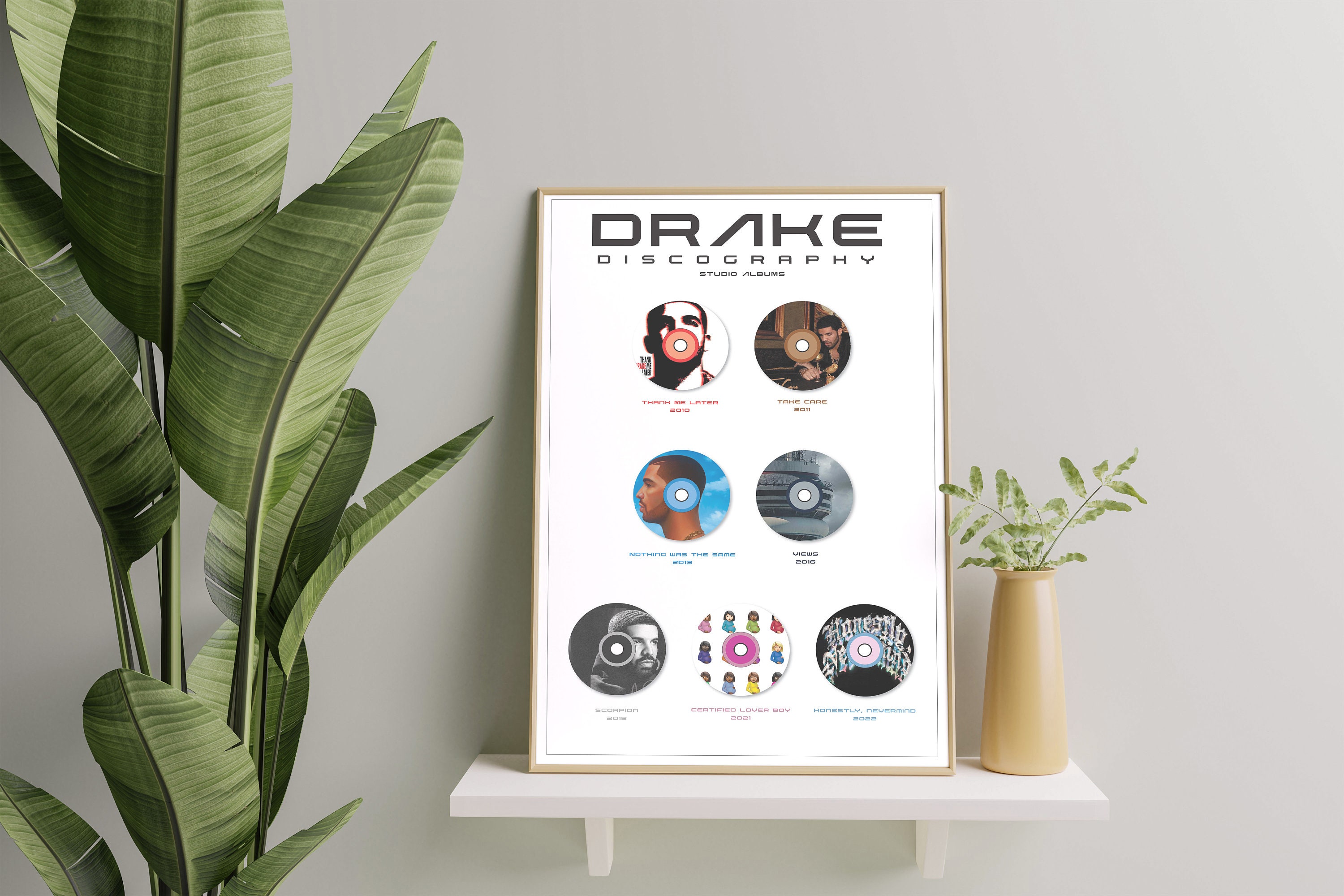 Drake Discography, Drake Album Poster, Pop Culture Wall Art, Album ...