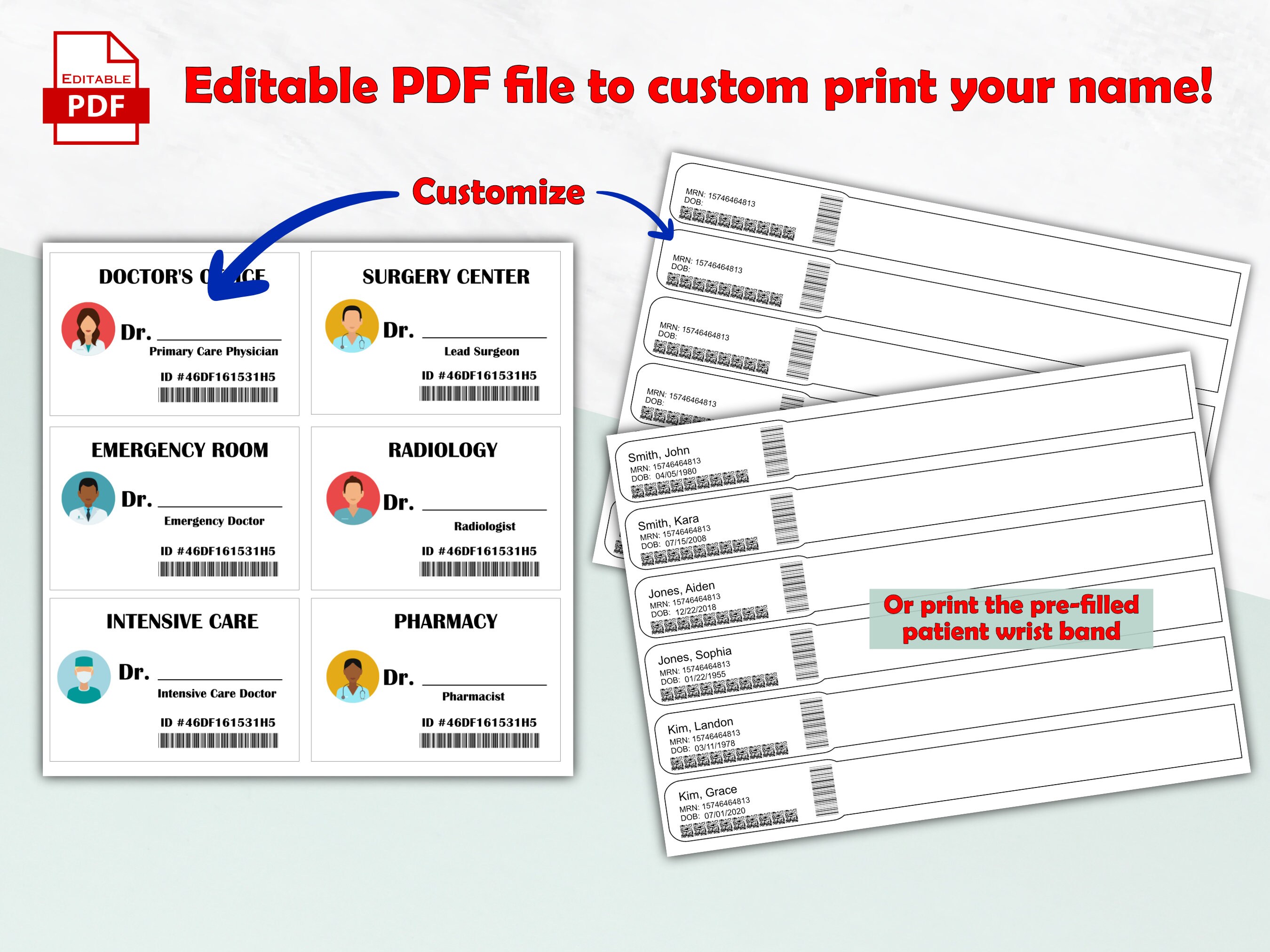 Pretend Play Doctor Nurse Printable Templates, Dramatic Play Hospital ...