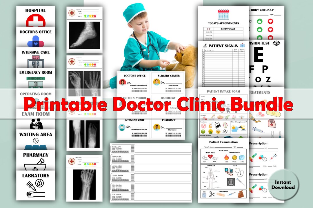 Pretend Play Doctor Nurse Printable Templates, Dramatic Play Hospital ...