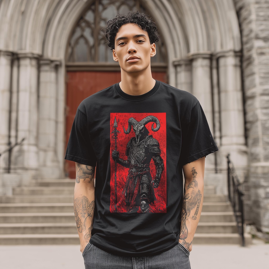 Ram Skull Knight Tee - Occult | Gothic | Fantasy | Stanic - Etsy